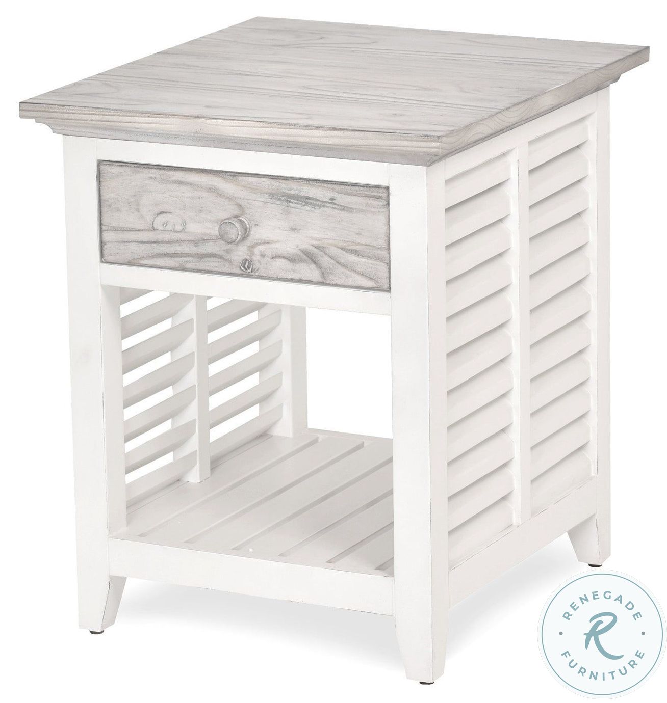 Island Haven Dapple Grey and Blanc Rectangular End Table From Marra ...