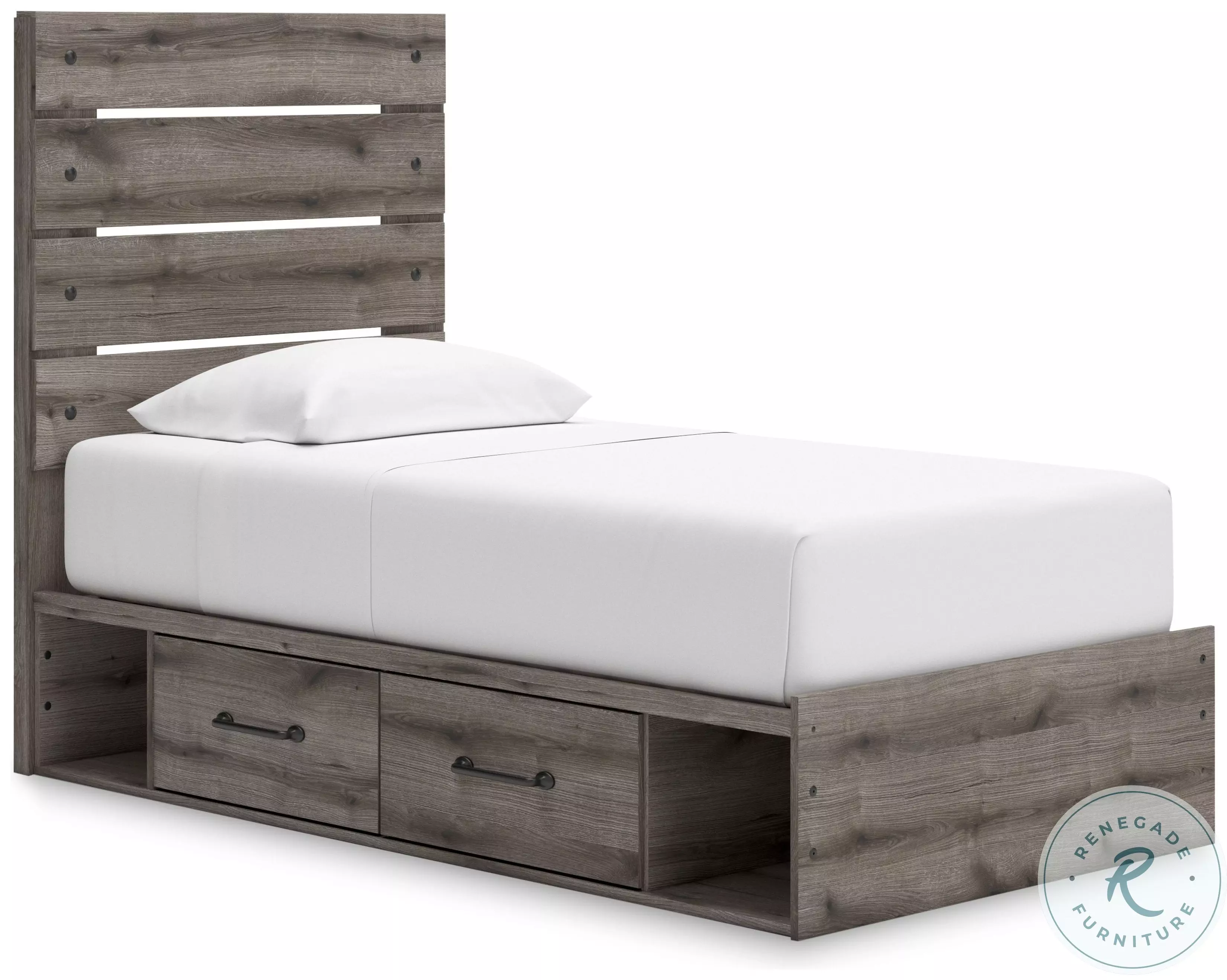 Fondenlane Weathered Gray 2 Drawer Twin Storage Platform Bed From ...