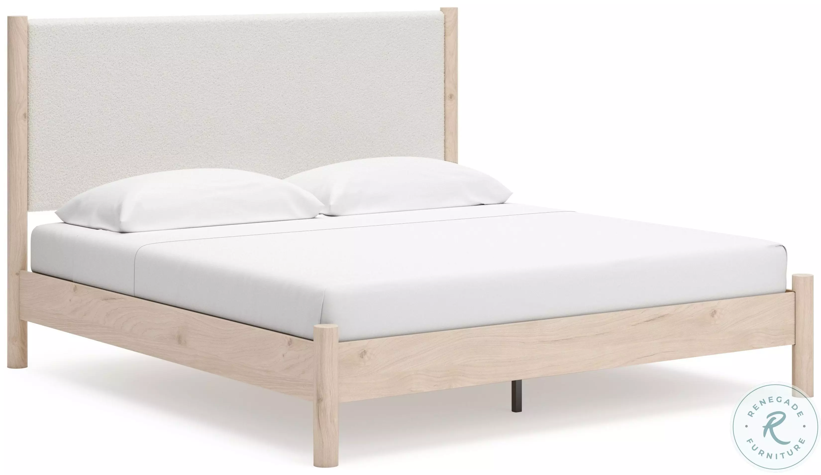 Cadmori Tan And White King Upholstered Panel Bed From Ashley Furniture ...
