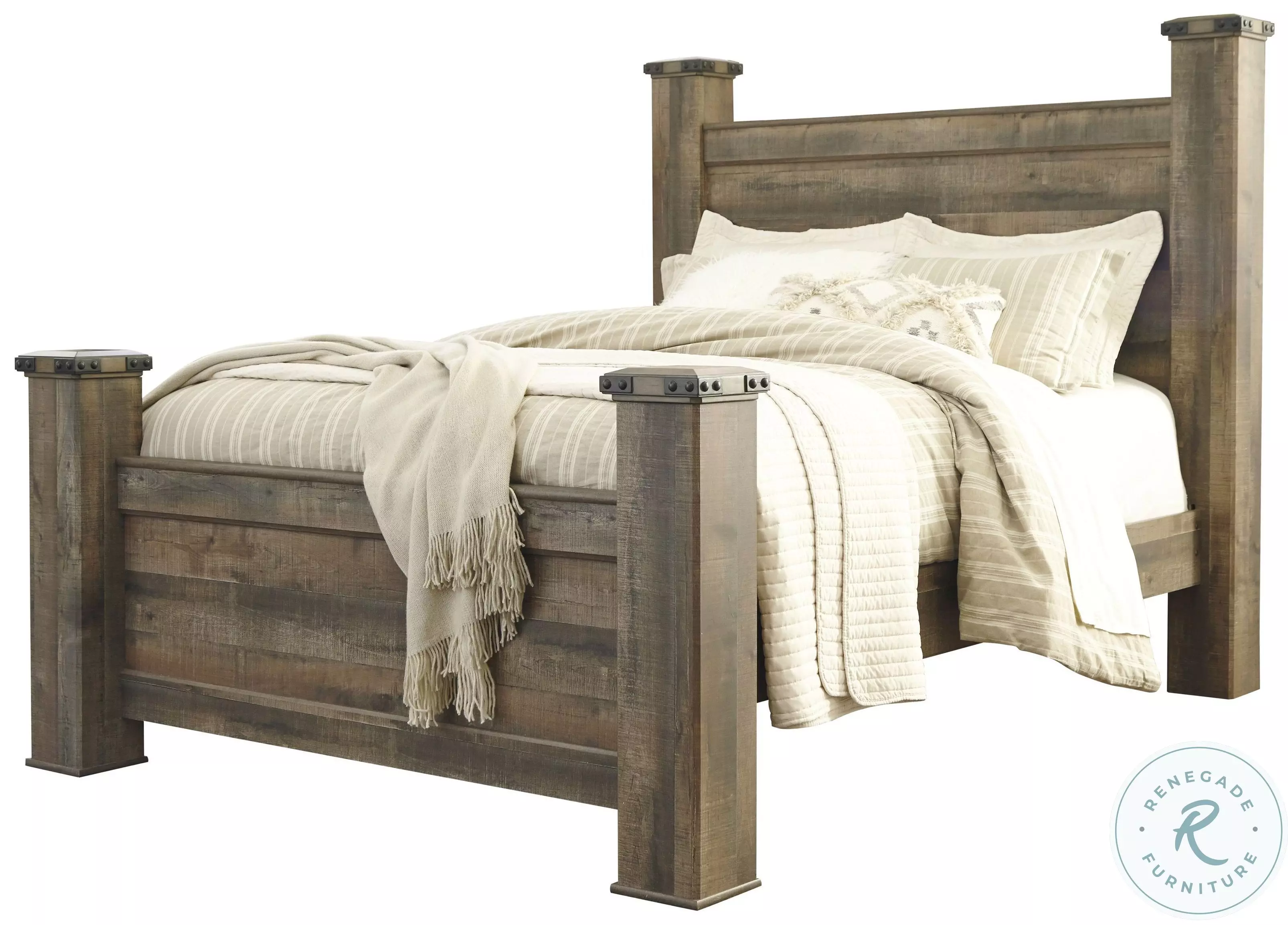 Trinell Brown Queen Poster Bed from Ashley (B446-61-64-67-98) | Coleman ...
