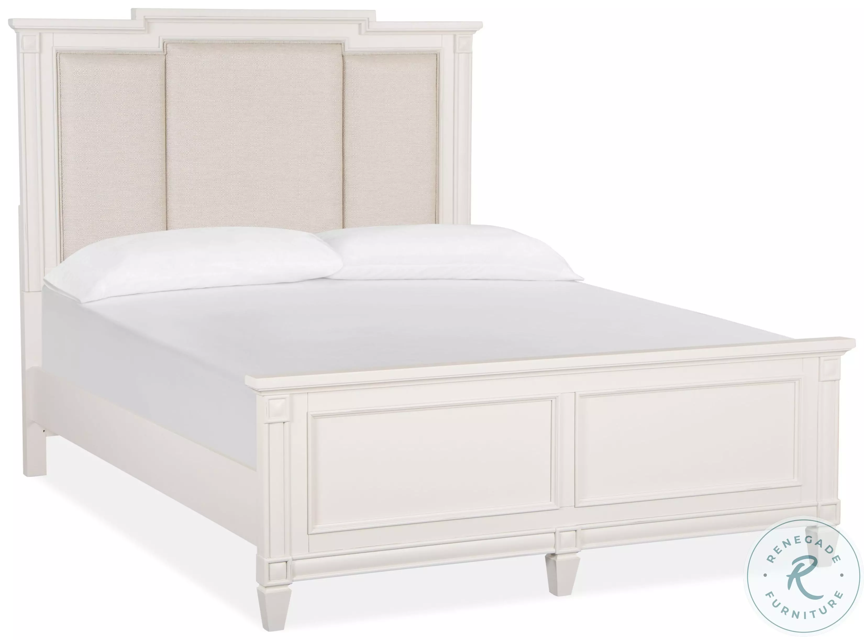 Riverbrook Egg Shell White Queen Upholstered Panel Bed From Crafted ...