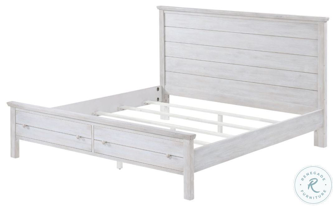 Lakeside Distressed White King Bed with Storage From Marra Home ...