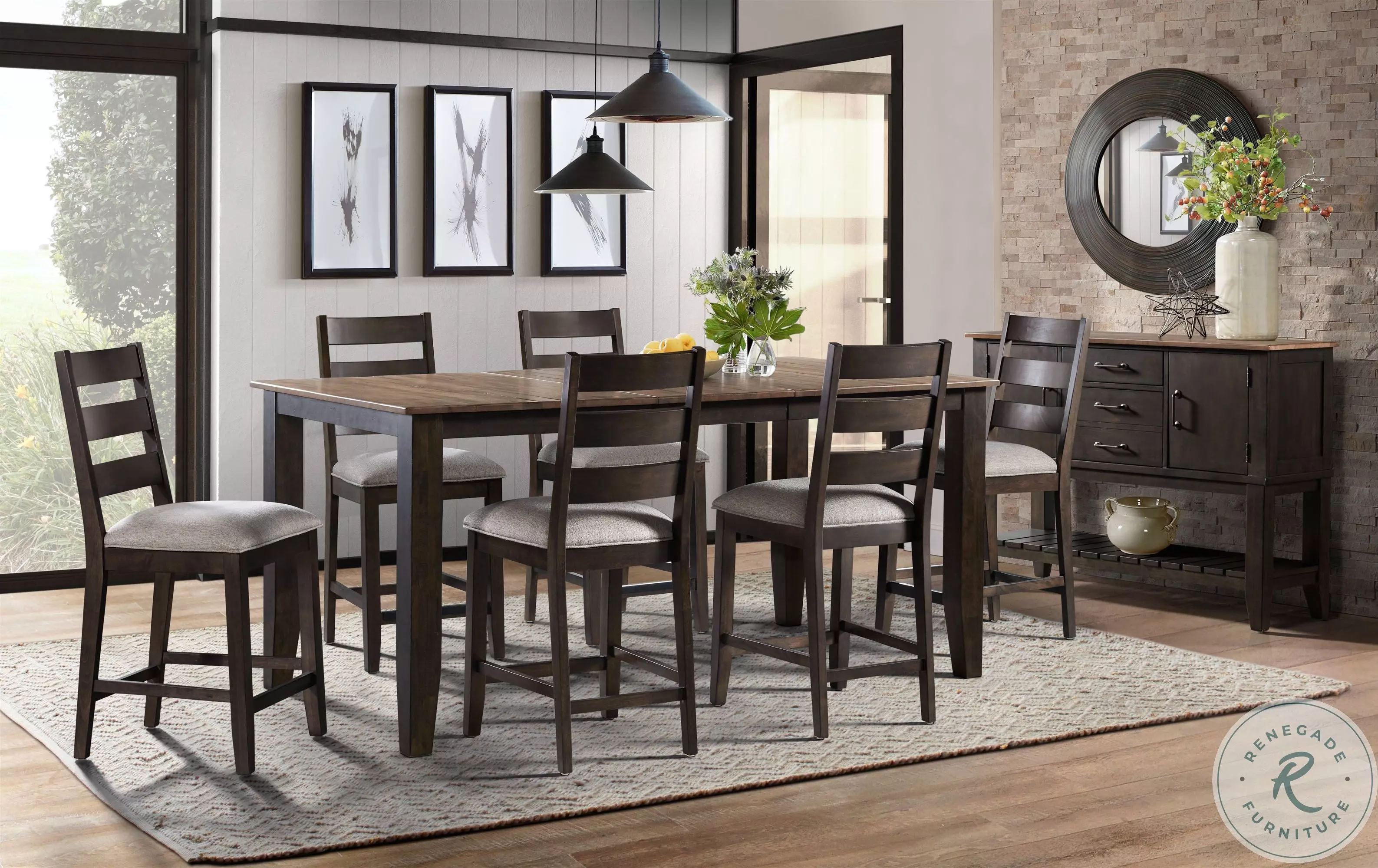 Beacon Black and Walnut Extendable Counter Height Dining Room Set from ...