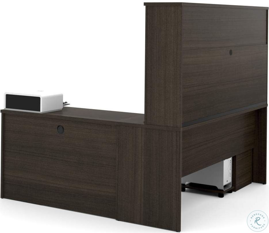 Embassy Dark Chocolate 71" L-Shaped Desk with Hutch from Bestar ...