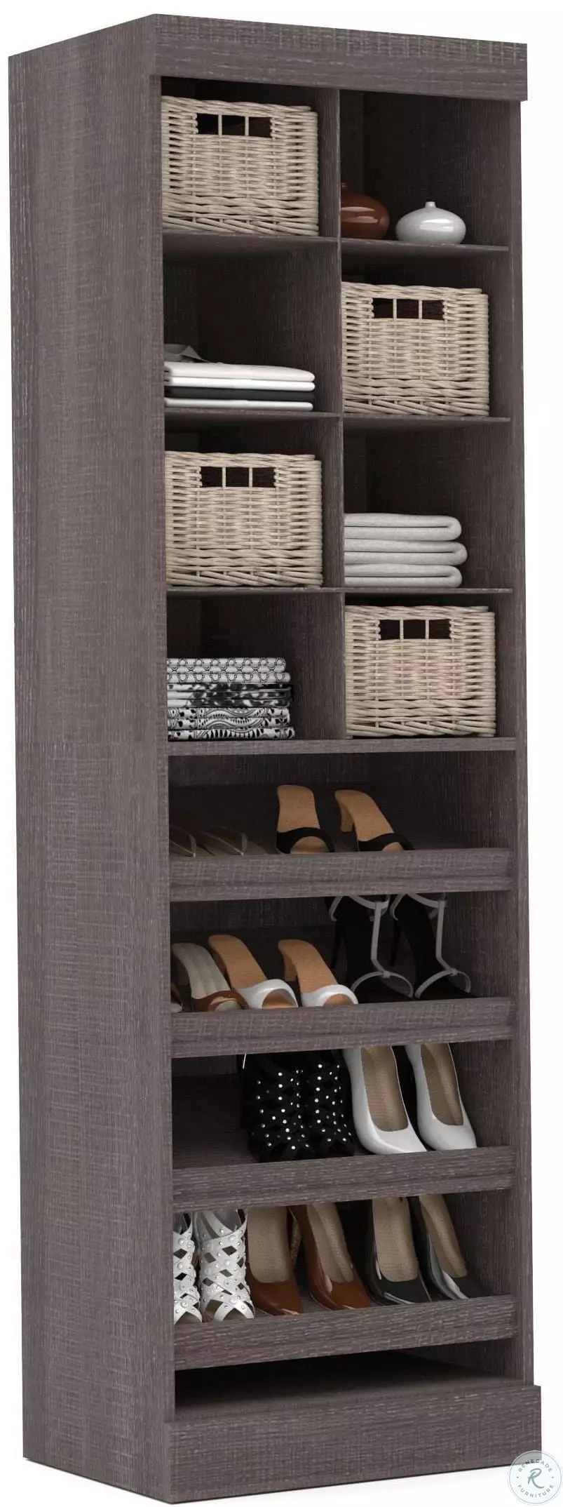 Pur by Bark Gray 25" Multi-Storage Cubby from Bestar | Coleman Furniture