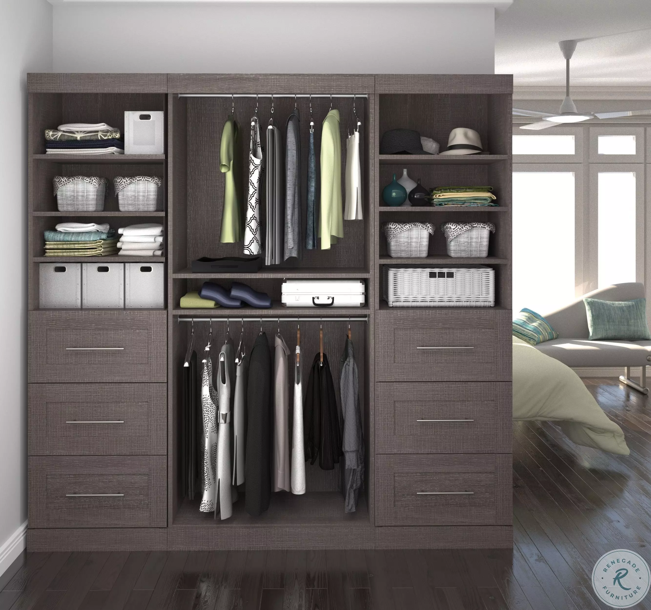 Pur by Bark Gray 86" Storage Unit Kit from Bestar | Coleman Furniture