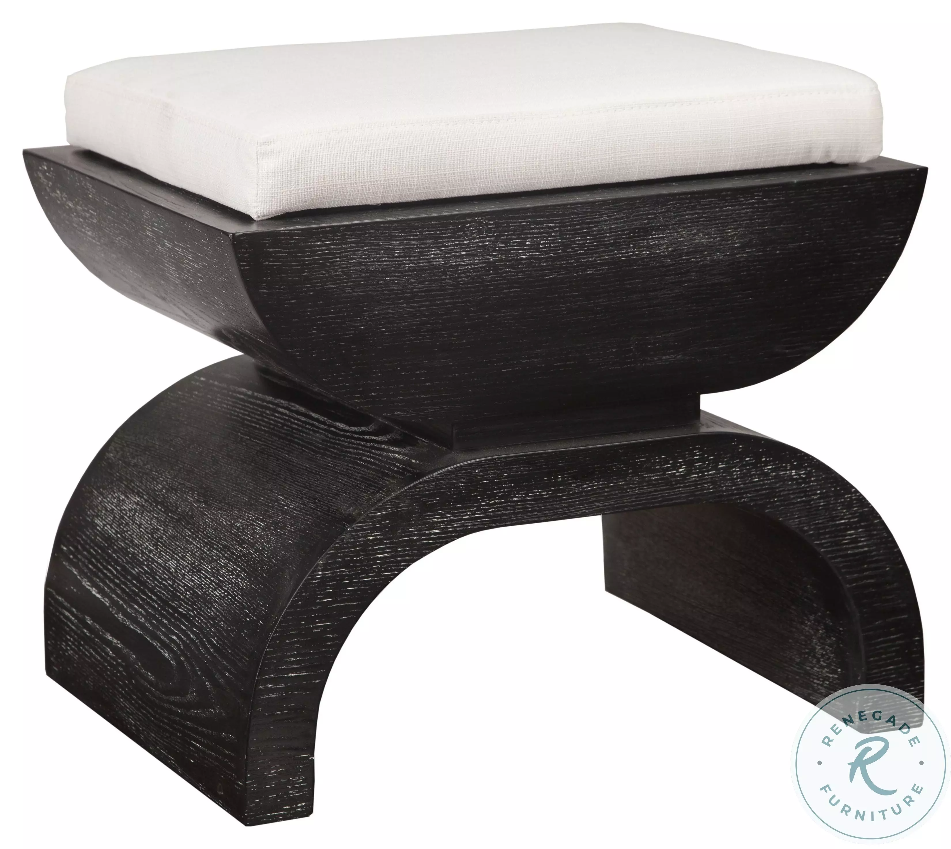 Biggs Black Cerused Oak and White Linen Stool from Worlds Away ...