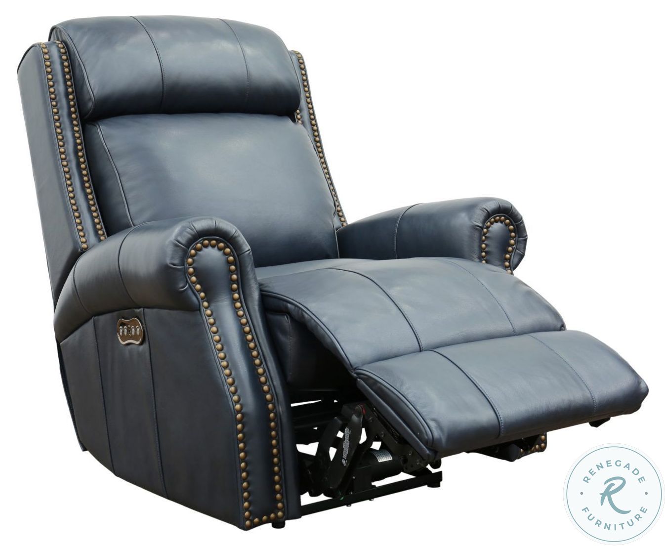Blair Shoreham Blue Leather Big and Tall Power Recliner with Power Headrest from Barcalounger Coleman Furniture