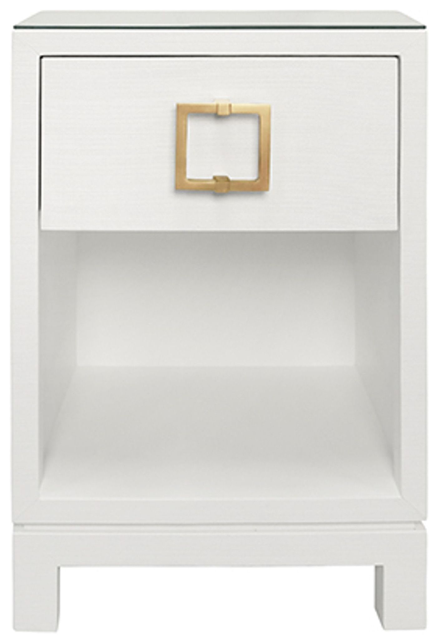 Blair White Square 1 Drawer Glass Top Side Table from Worlds Away ...