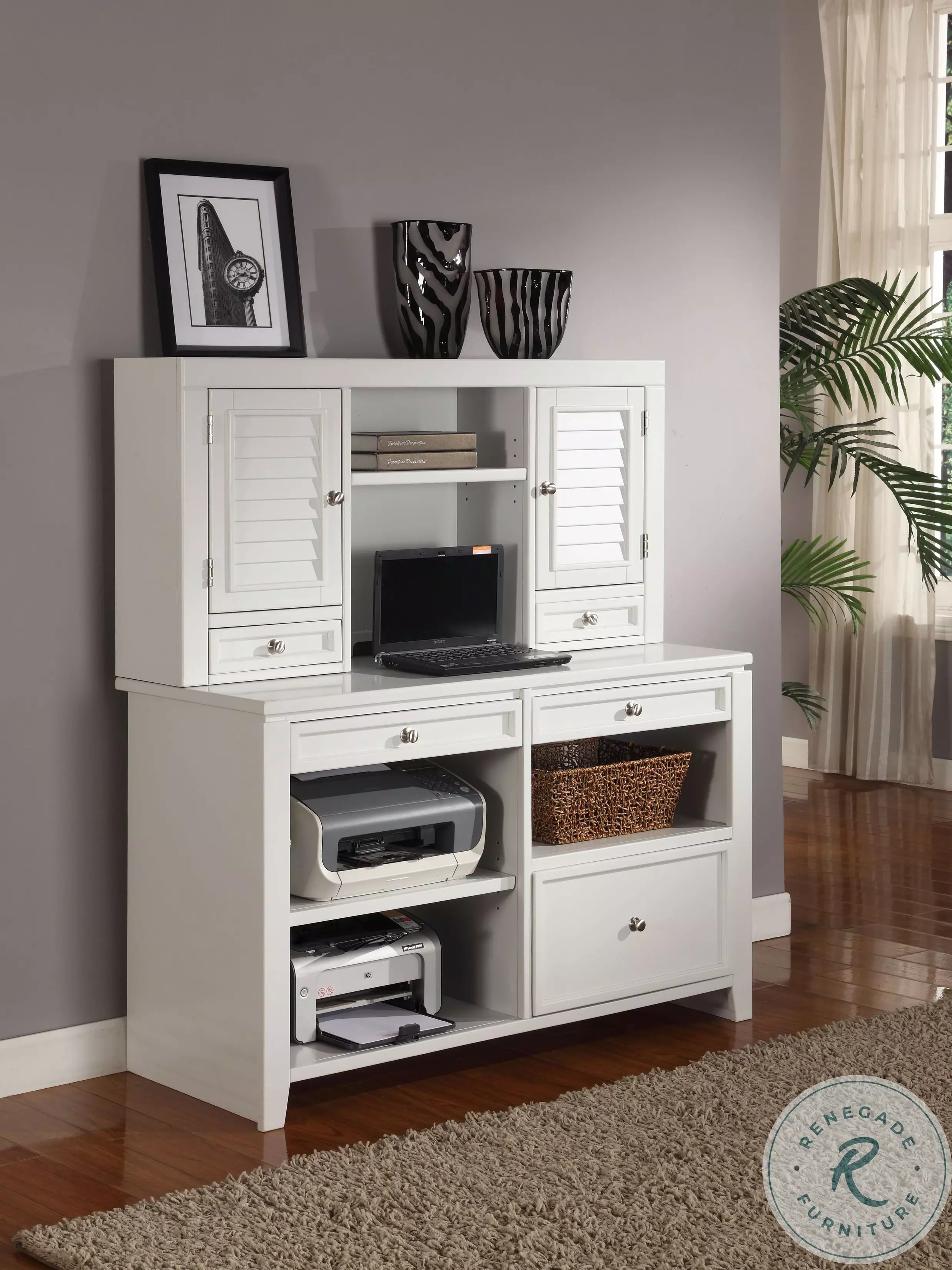 Rawlins Cottage White 48" Credenza with Hutch From Golden Crest Home ...