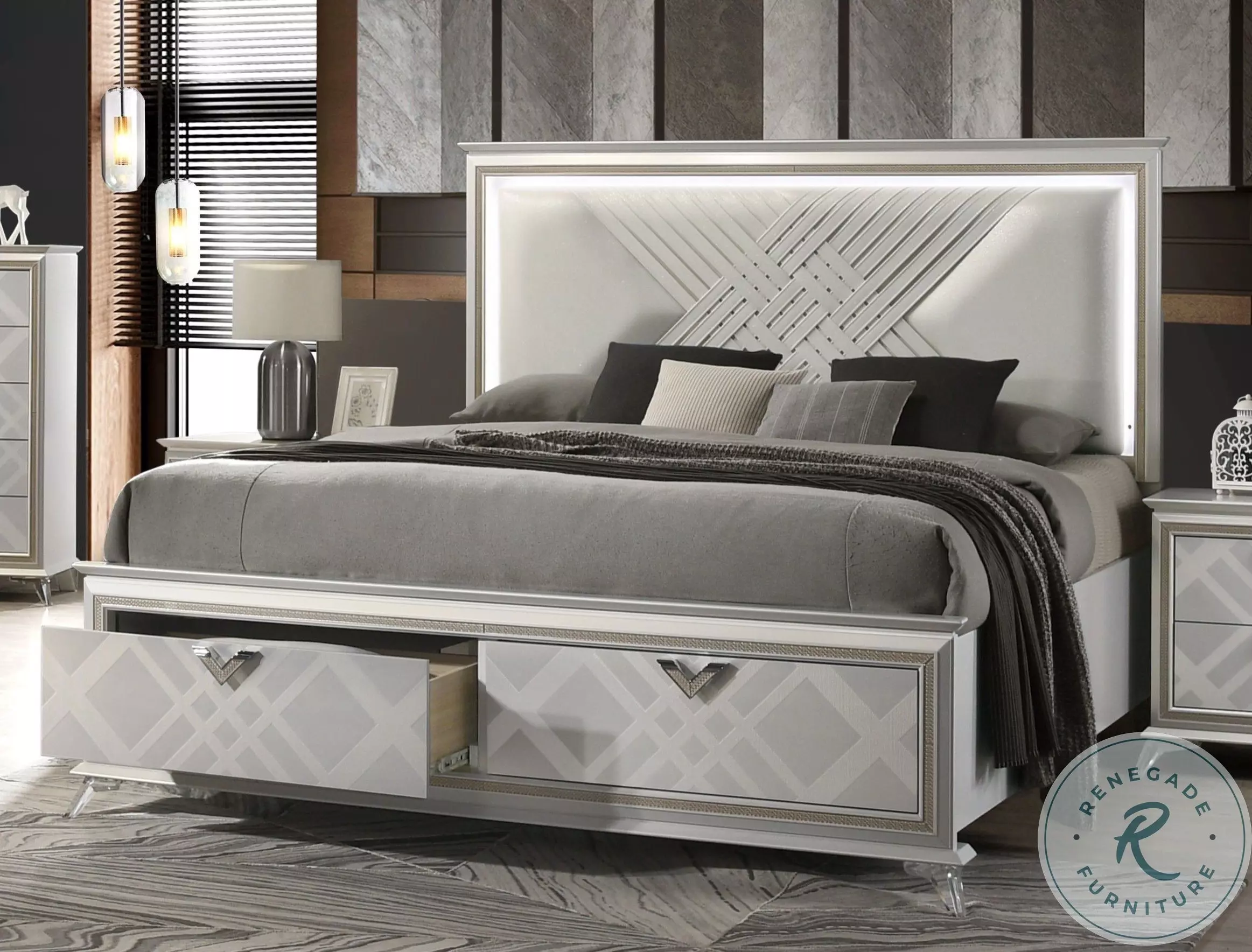 Brickfield Silver Storage Upholstered King Panel Bed From JNM | Coleman ...