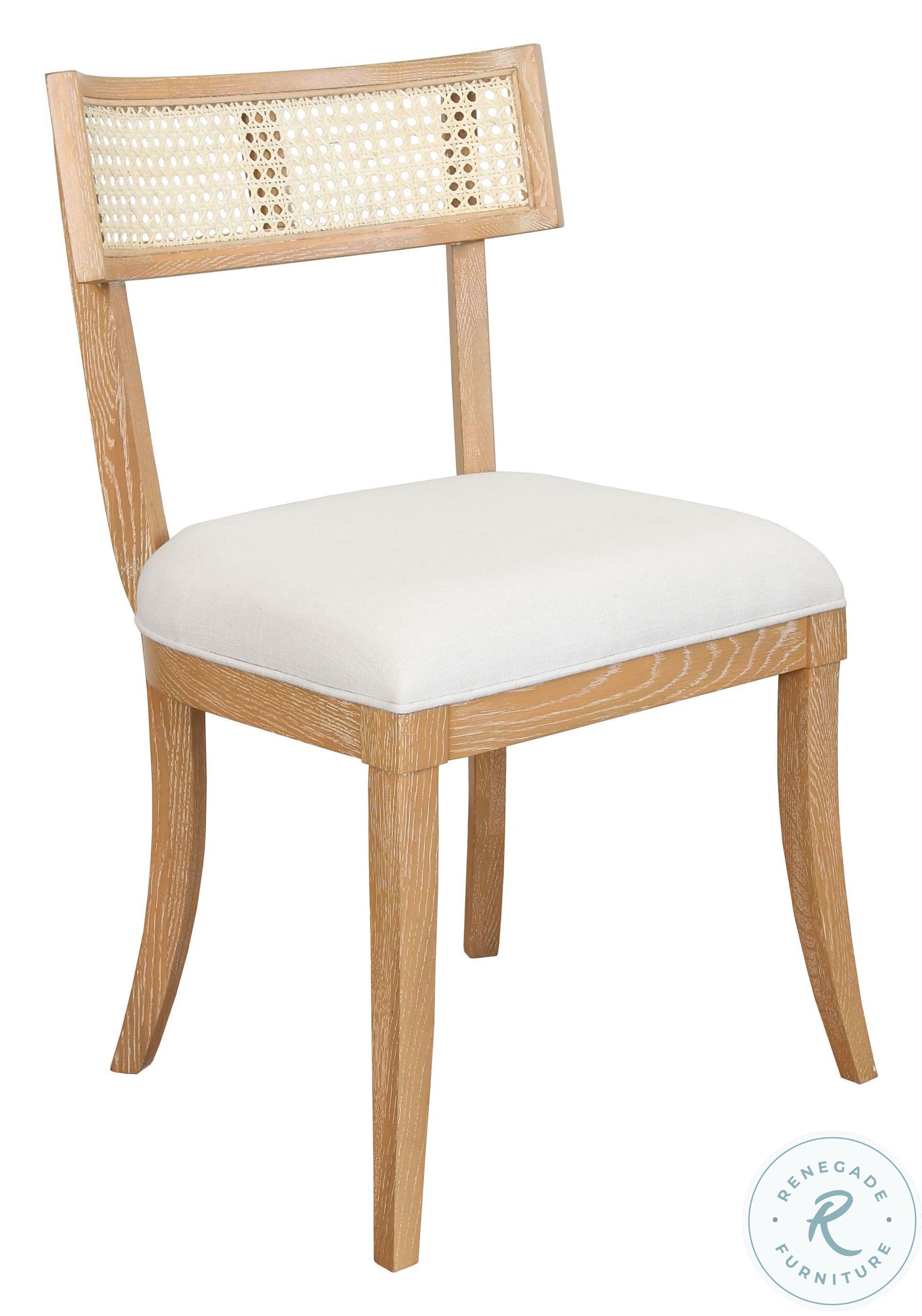 Britta Cerused Oak and White Linen Dining Chair from Worlds Away ...