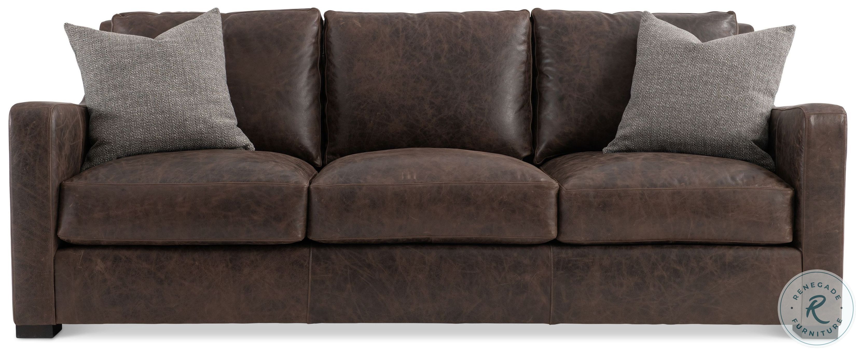 Ventura Brown Leather 86" Sofa From Bernhardt Furniture | Coleman Furniture
