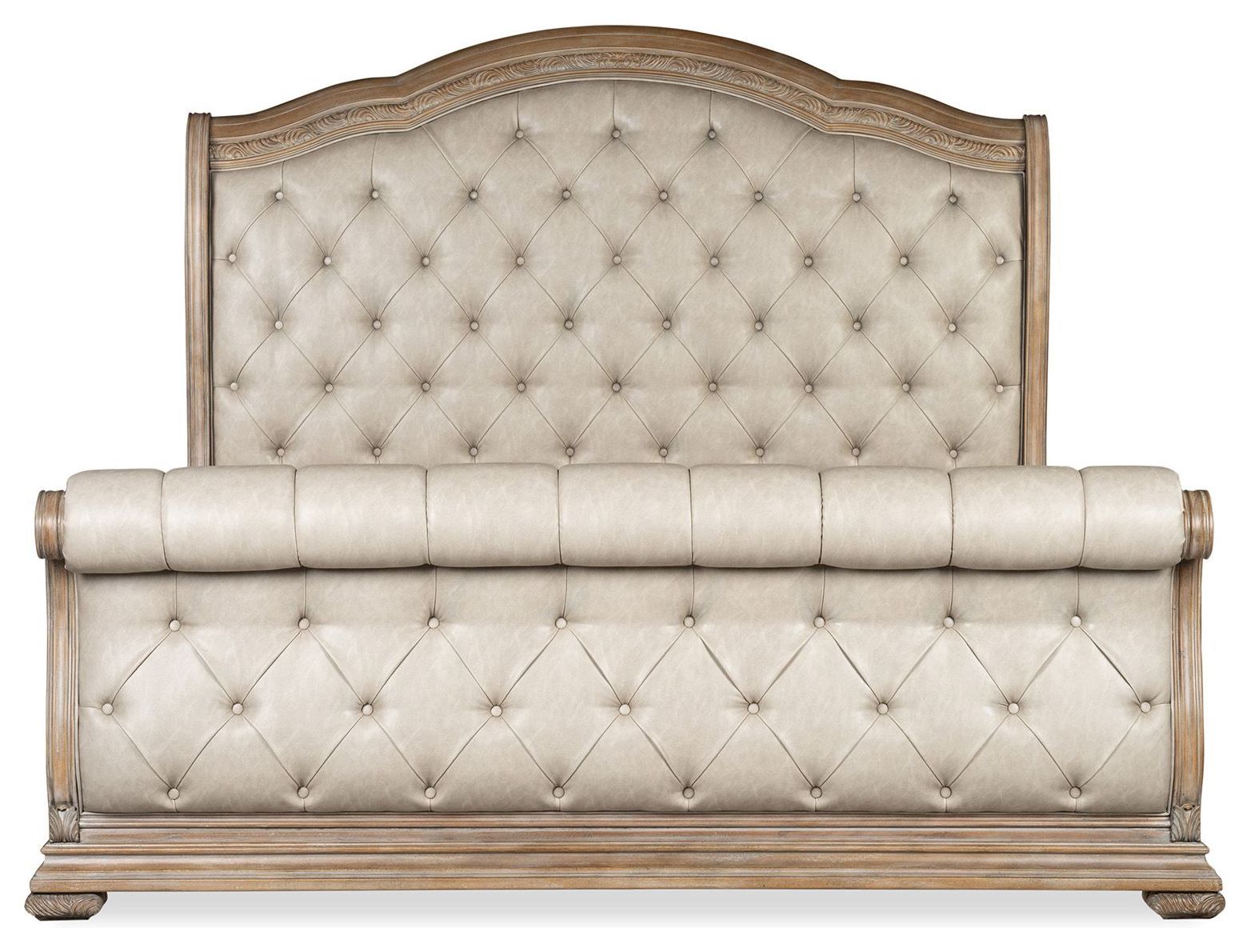 Solterra Fawn and Cream King Leather Upholstered Sleigh Bed From ...