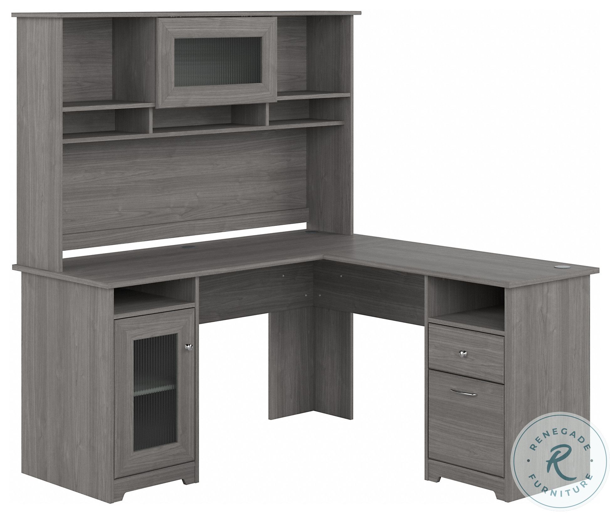 Cabot Modern Gray 60" L Shaped Computer Desk with Hutch From Bush ...