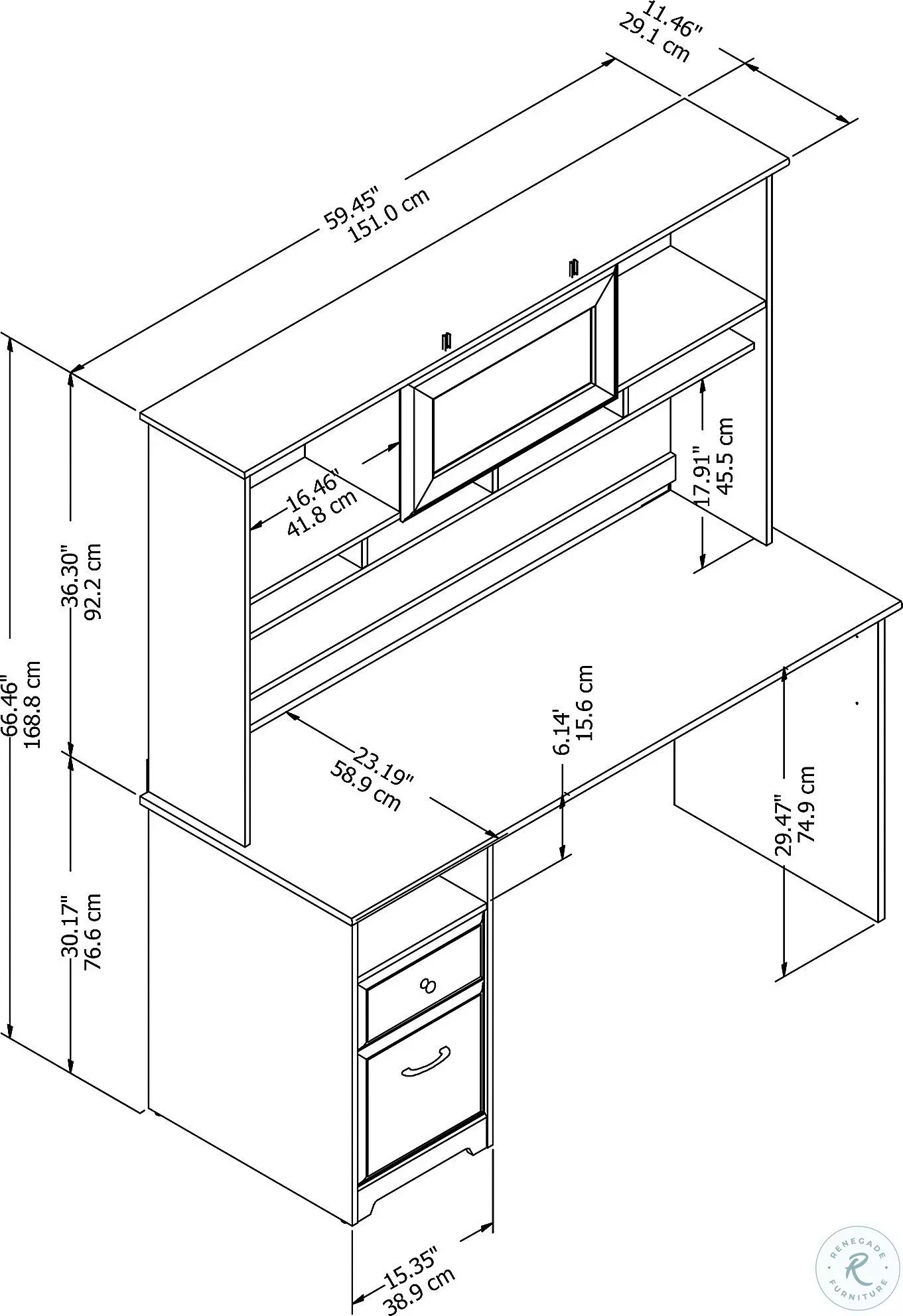 Cabot Espresso Oak Rectangular Computer Desk with Hutch from Bush ...