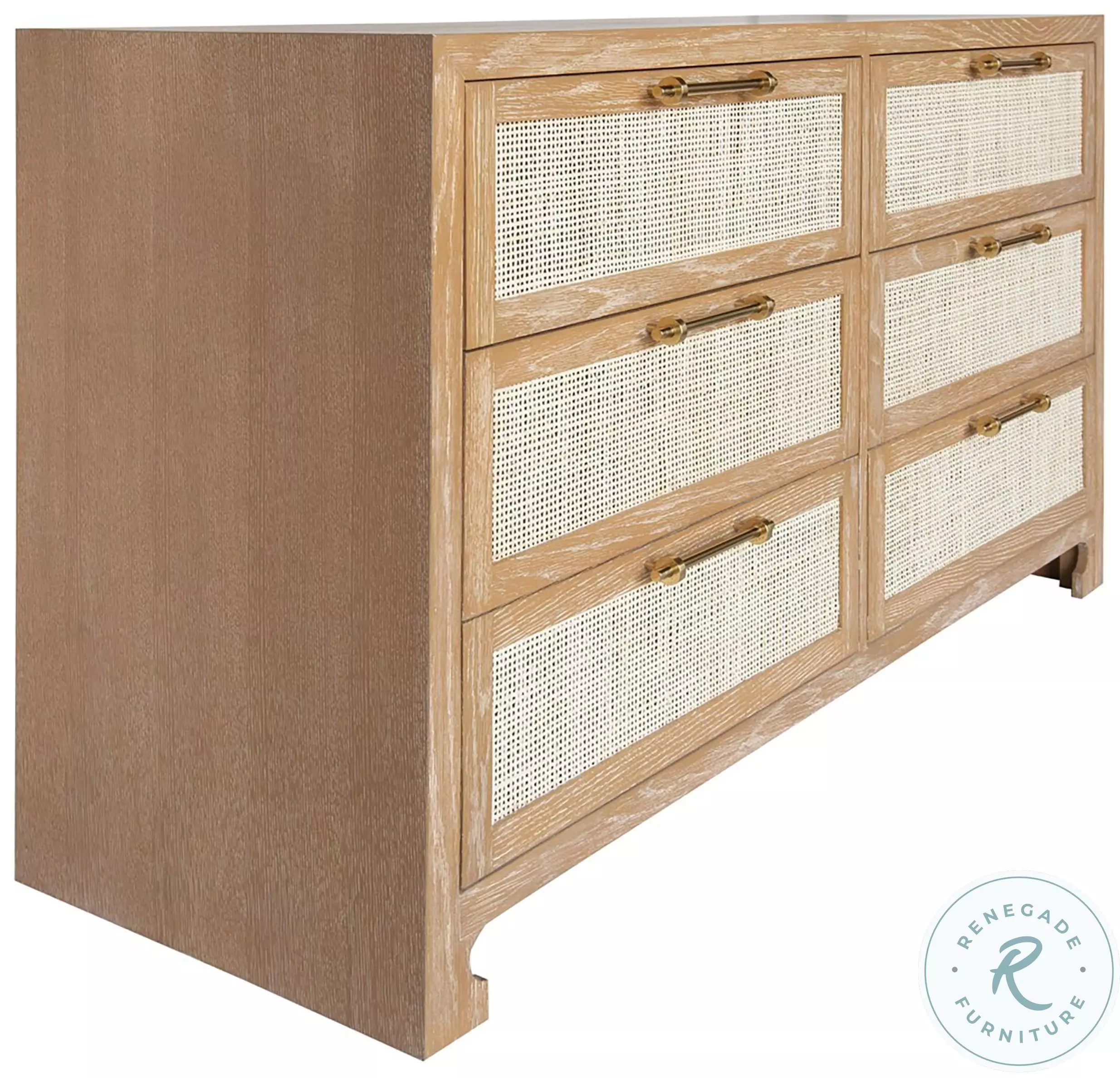 Carla Cerused Oak 6 Drawer Cane Front Dresser From Worlds Away ...