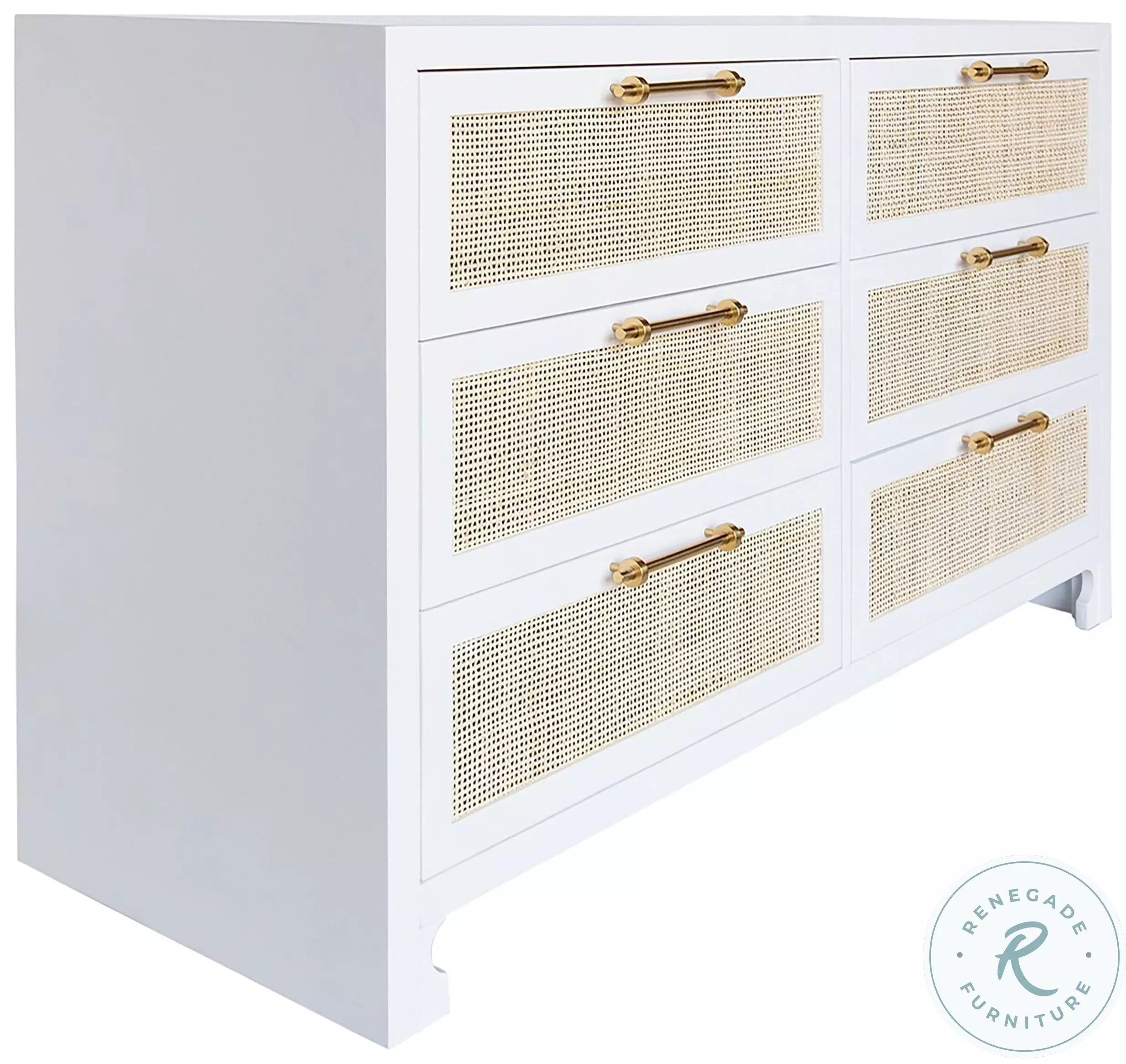 Carla Matte White Lacquer 6 Drawer Cane Front Dresser From Worlds Away ...