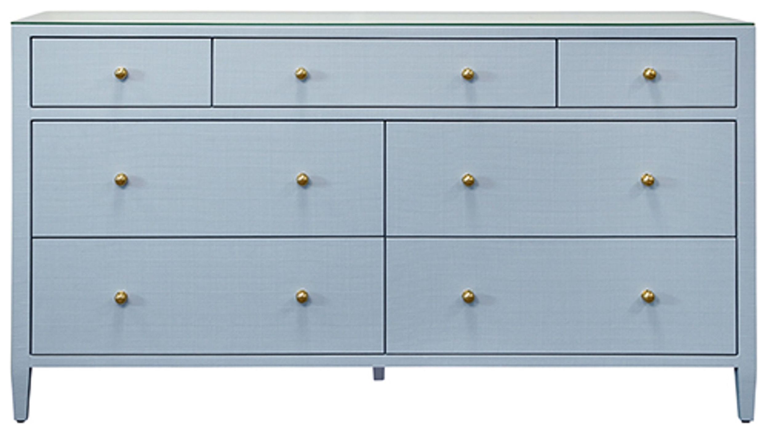 Carnegie Textured Light Blue Linen 7 Drawer Dresser from Worlds Away ...