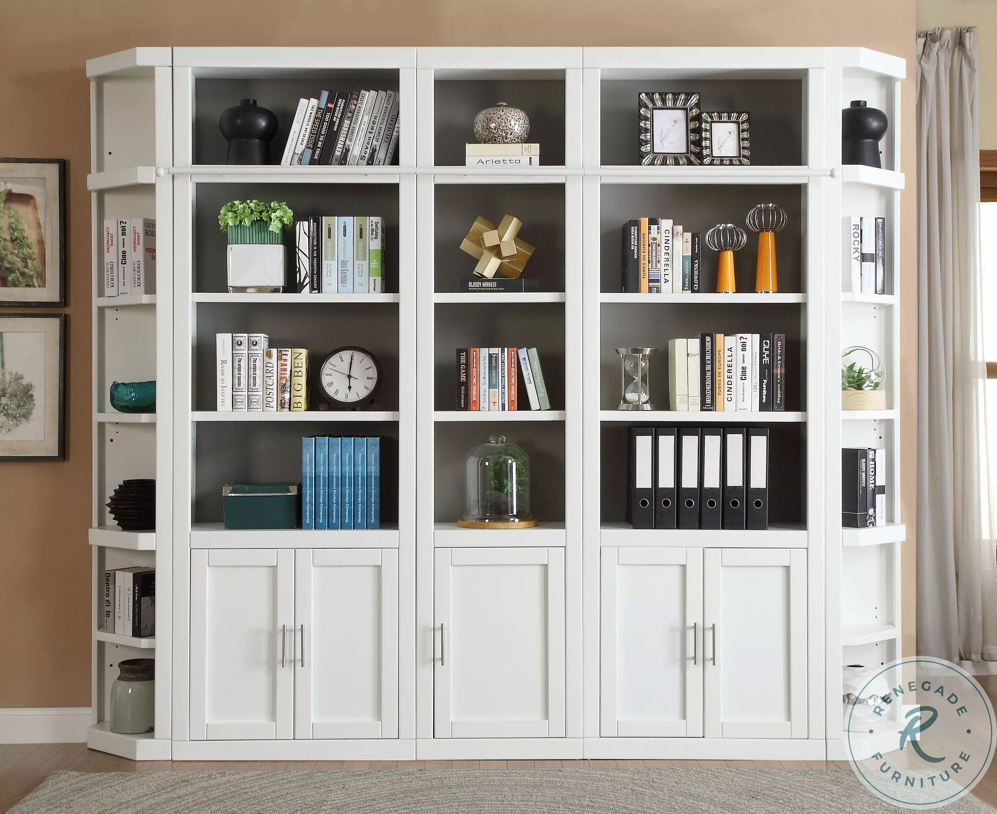 Catalina Cottage White 5 Piece Library Wall From Parker House | Coleman ...