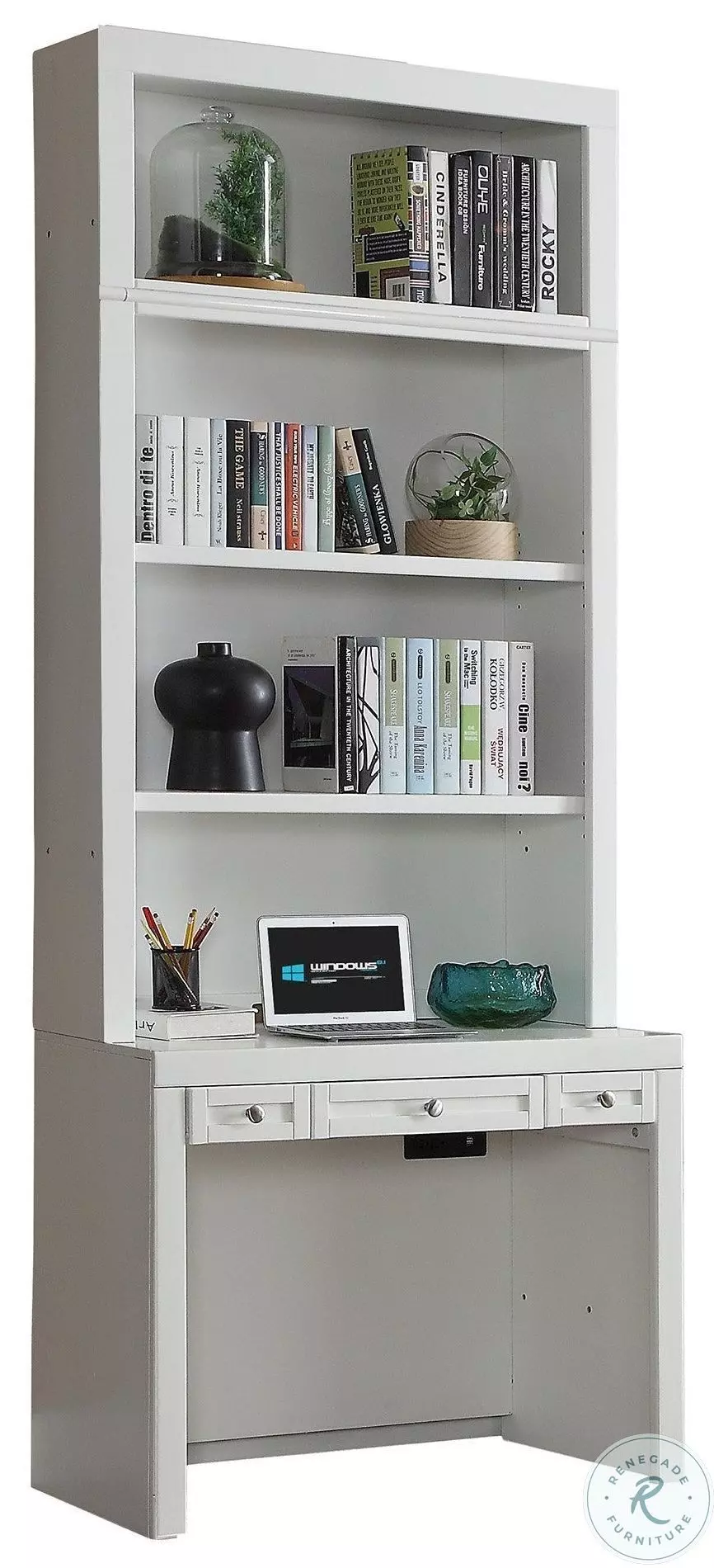 Catalina Cottage White 2 Piece 40" Library Desk with Hutch from Parker ...