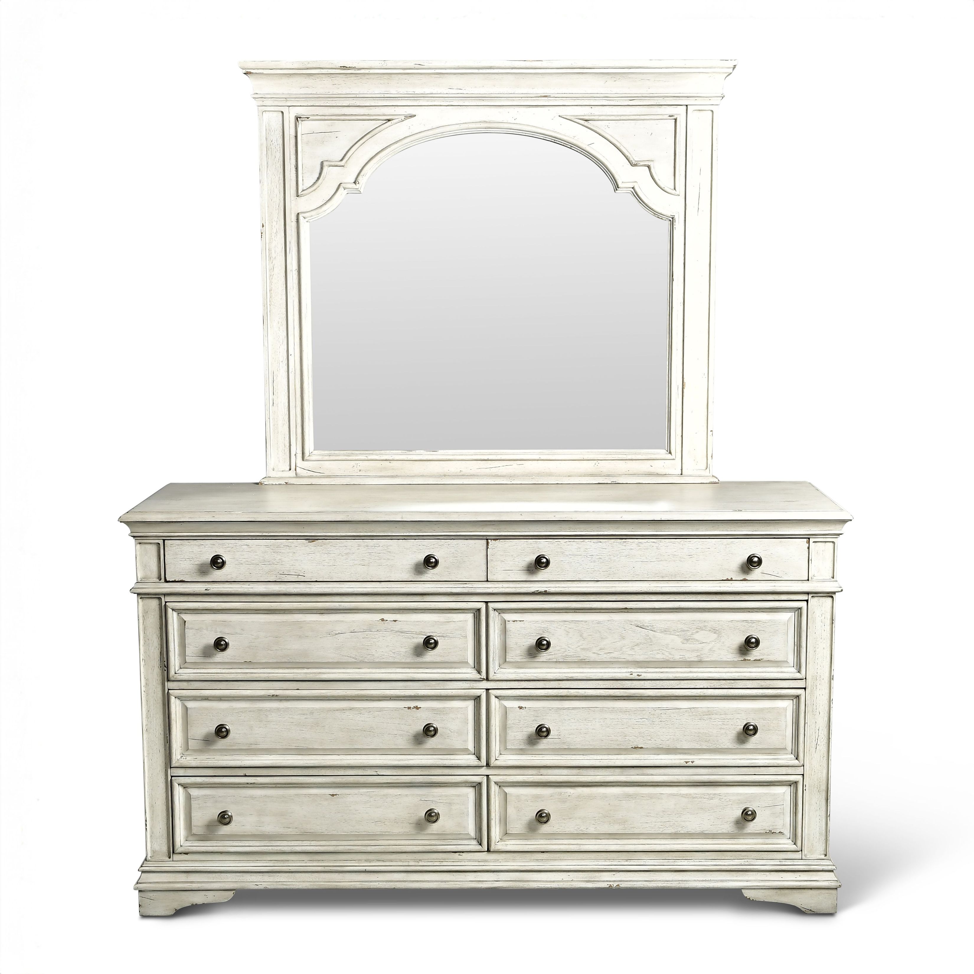 Highland Cathedral White 8 Drawer Dresser and Mirror Steve Silver ...