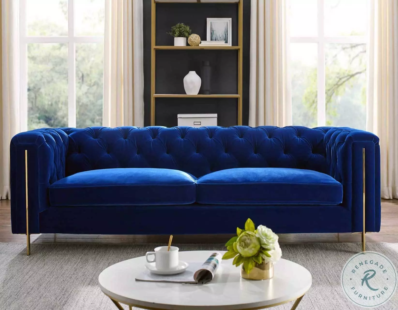 Steve Silver Furniture Charlene Velvet Button Tufted Sofa