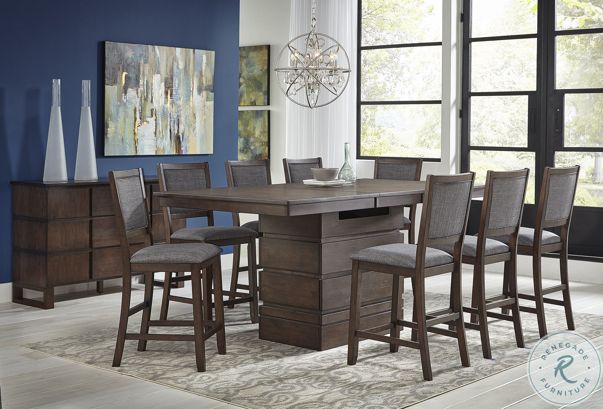 Chesney Falcon Brown Butterfly Leaf Storage Dining Room Set from A America Coleman Furniture
