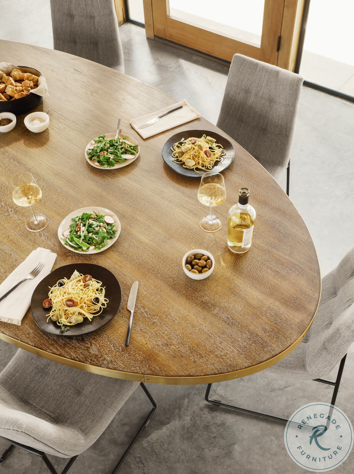 Evans Vessel Grey 98" Oval Dining Table from Four Hands | Coleman Furniture