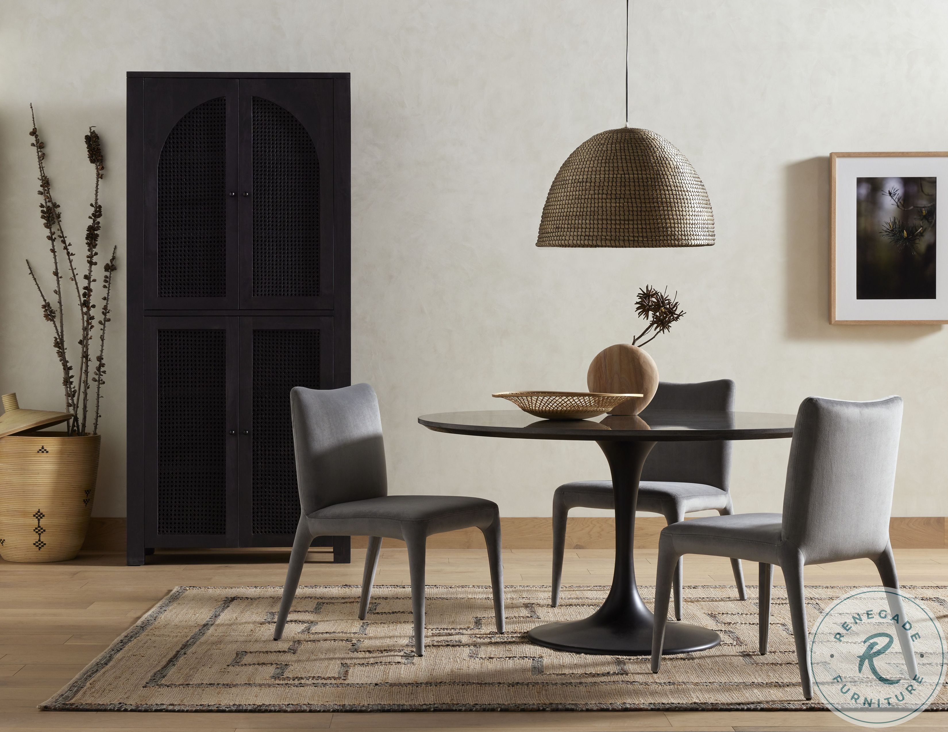 Powell Bluestone And Dark Rustic Black 55" Dining Table from Four Hands ...