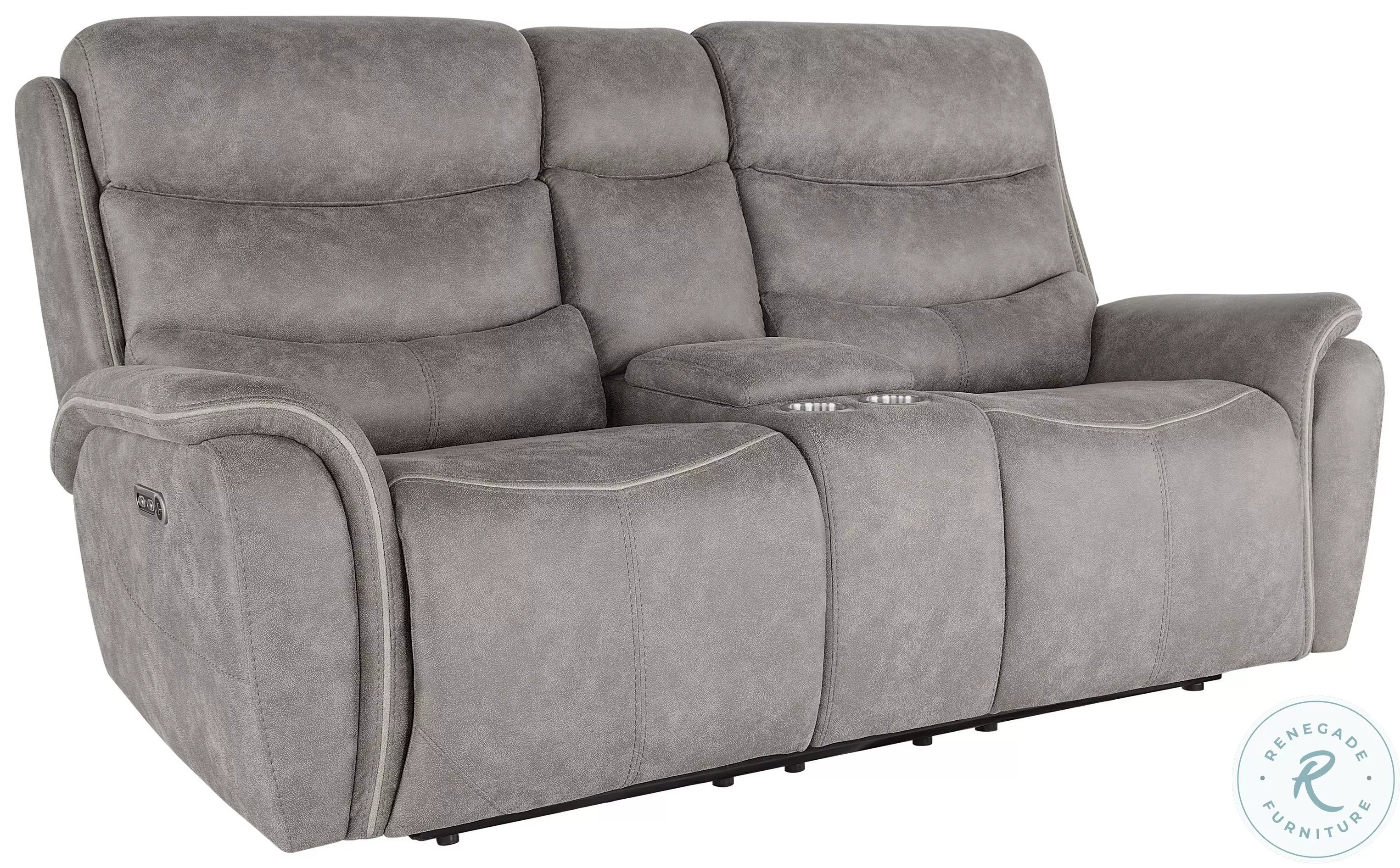 Kamari Gray Power Reclining Console Loveseat Power Headrest And ...