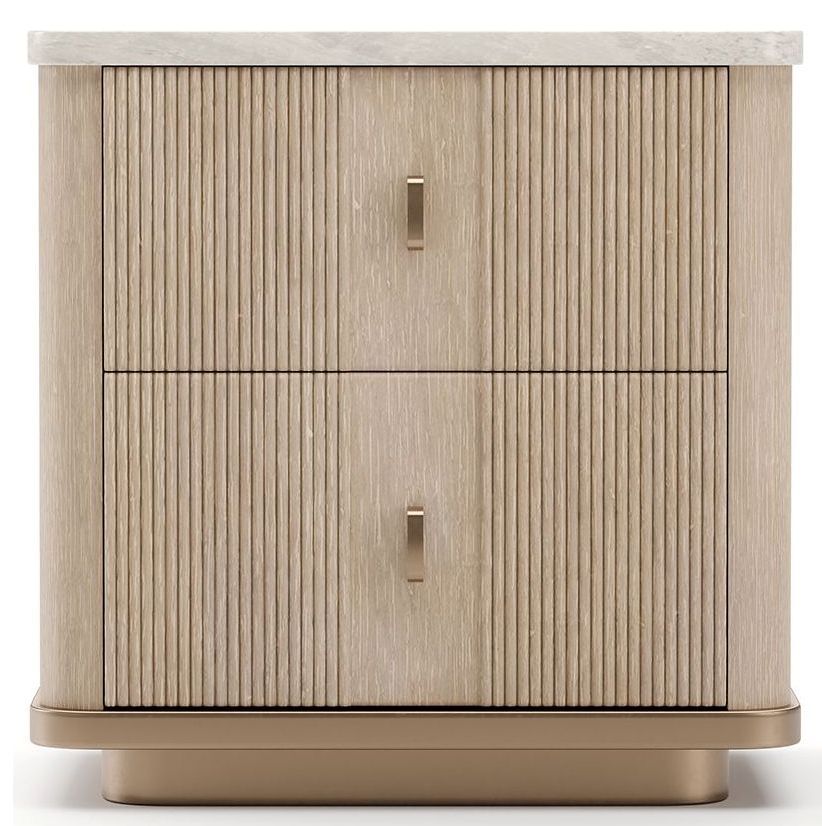 Rhythm Sun Drenched Oak and Neutral Metallic 2 Drawer Nightstand with ...