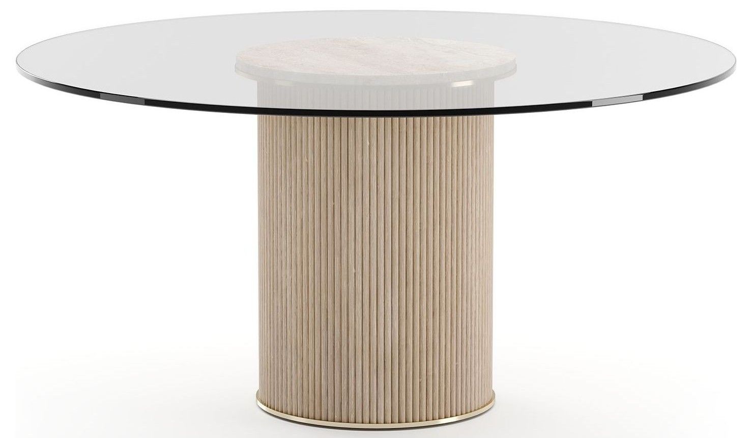 Rhythm Sun Drenched Oak and Clear Glass Top 60" Round Dining Table from ...