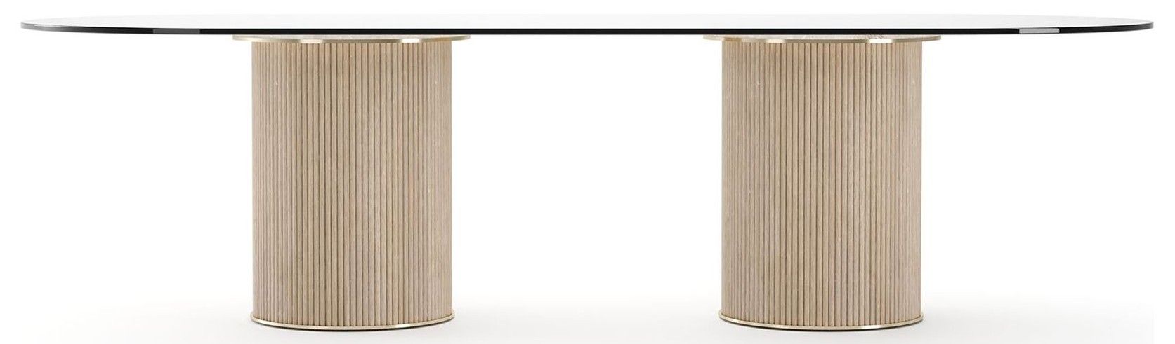 Rhythm Sun Drenched Oak and Clear Glass Top 106" Oval Dining Table from ...