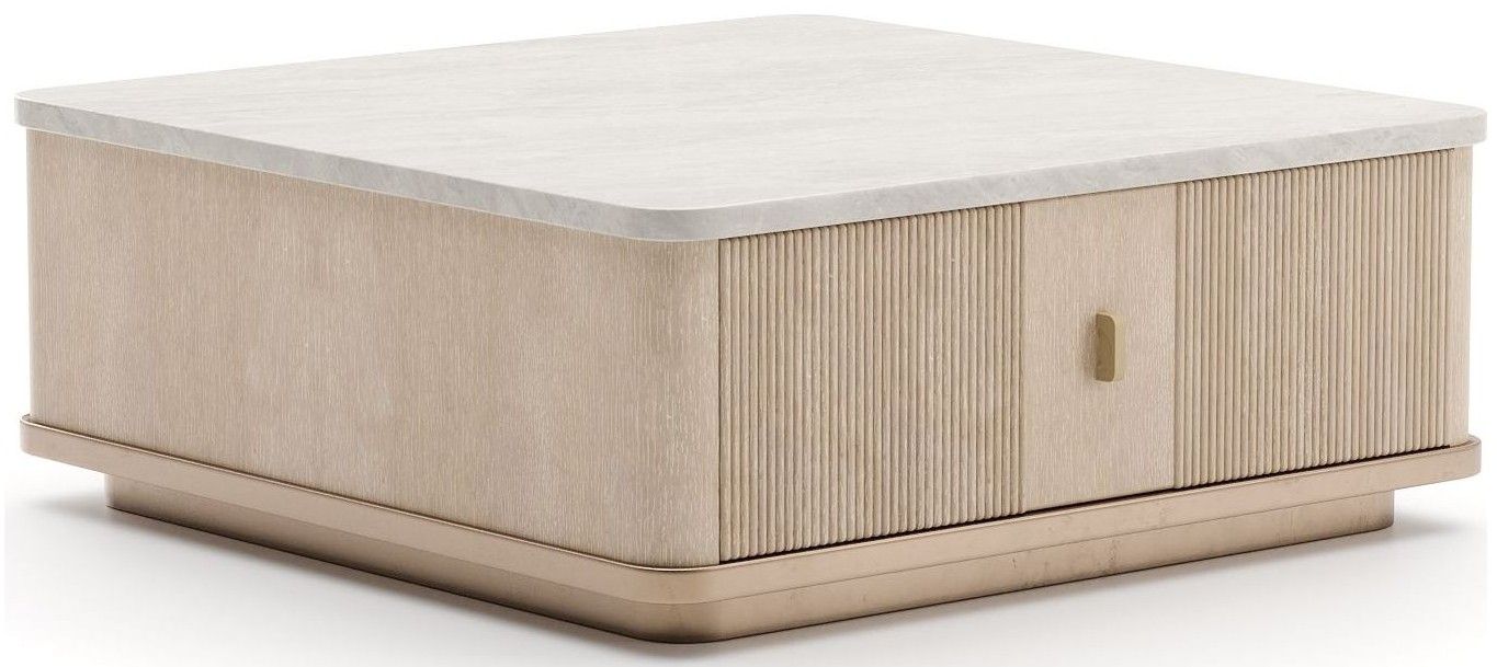 Rhythm Sun Drenched Oak and Neutral Metallic Square Cocktail Table with ...