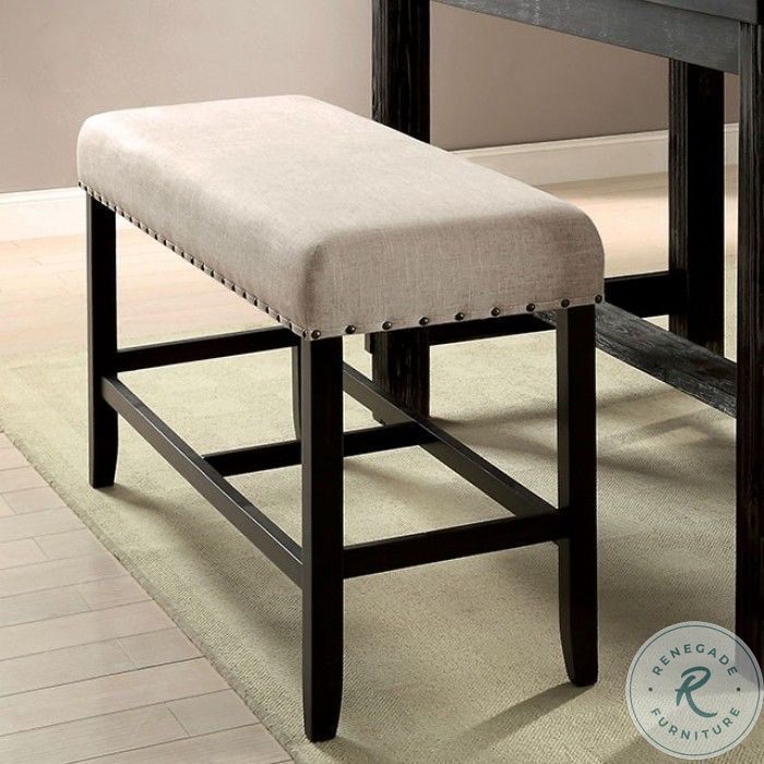 Sania Ii Antique Black Counter Height Bench from Furniture of America ...