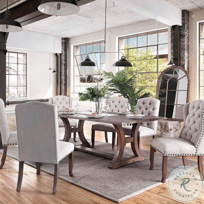 Gianna Rustic Pine Wingback Chair Set Of 2 from Furniture of America ...