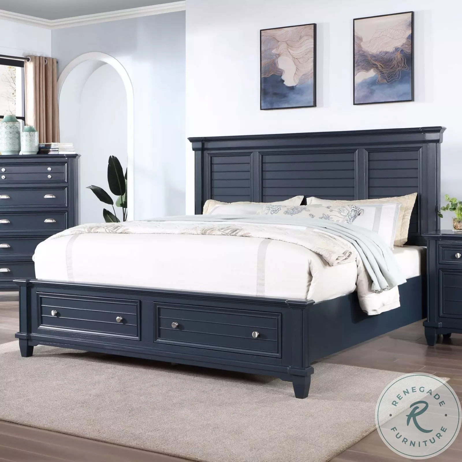 Manzanillo Slate Blue King Storage Platform Bed From Furniture of ...