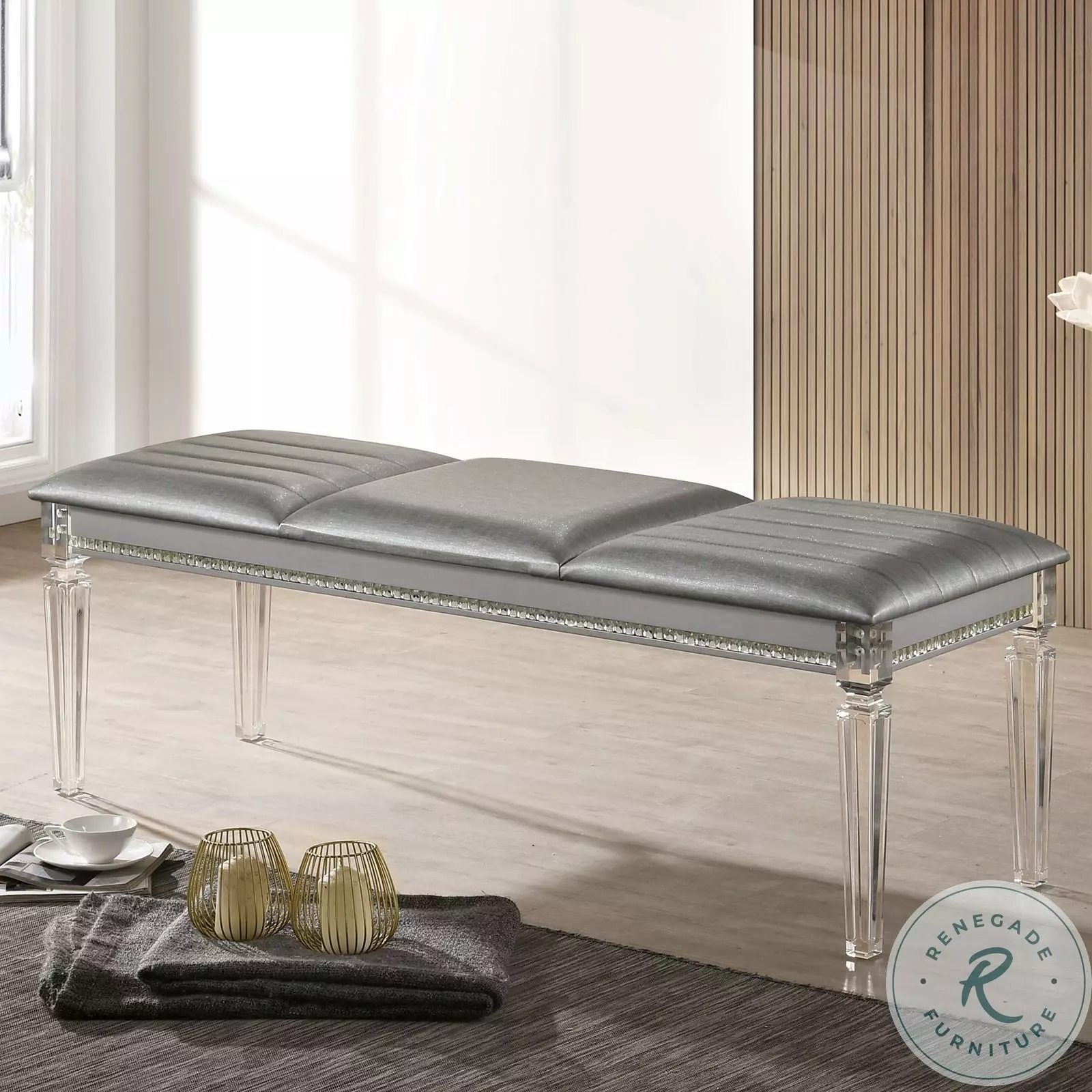 Maddie Silver Bench From Furniture of America | Coleman Furniture