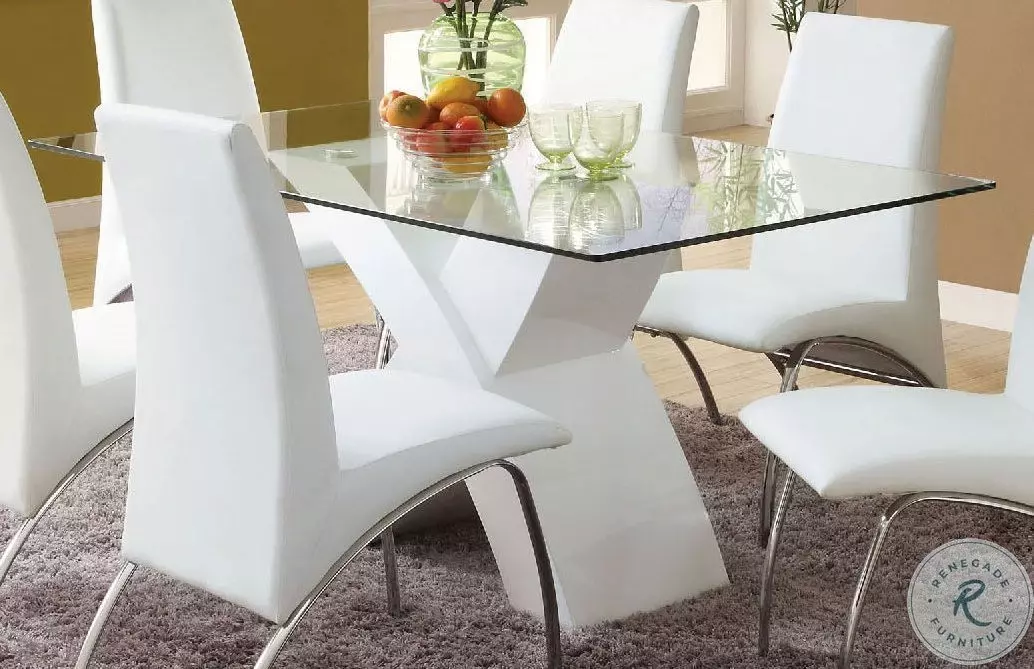 Wailoa White Glass Top Dining Table from Furniture of America (CM8370WH ...
