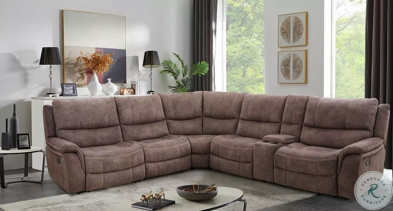 Jerominus Dark Brown Reclining Sectional from Furniture of America ...