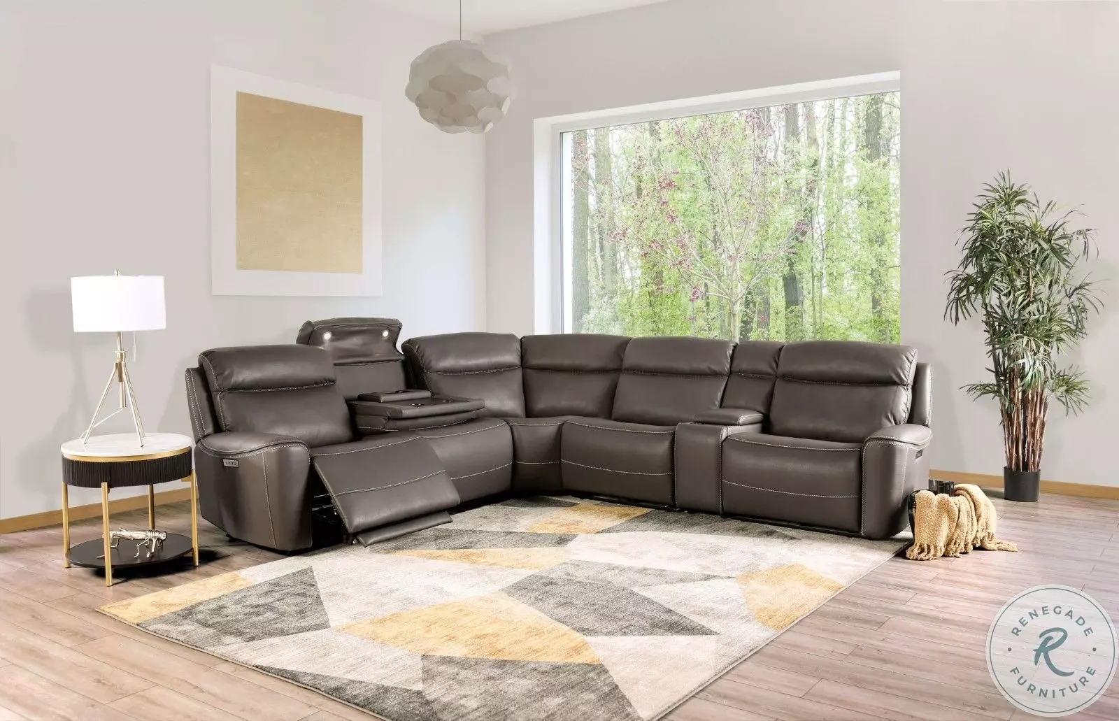Edmondus Dark Gray Power Reclining Sectional from Furniture of America ...