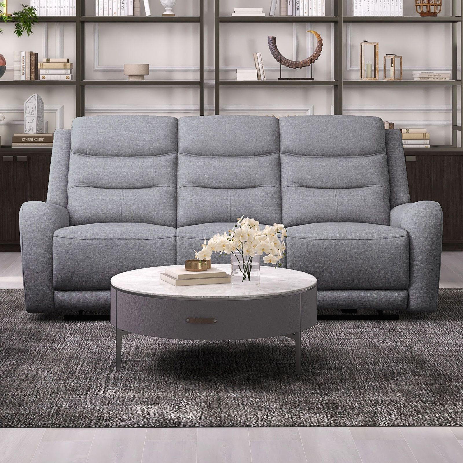 Matthias Gray 87" Manual Reclining Sofa From Furniture of America ...
