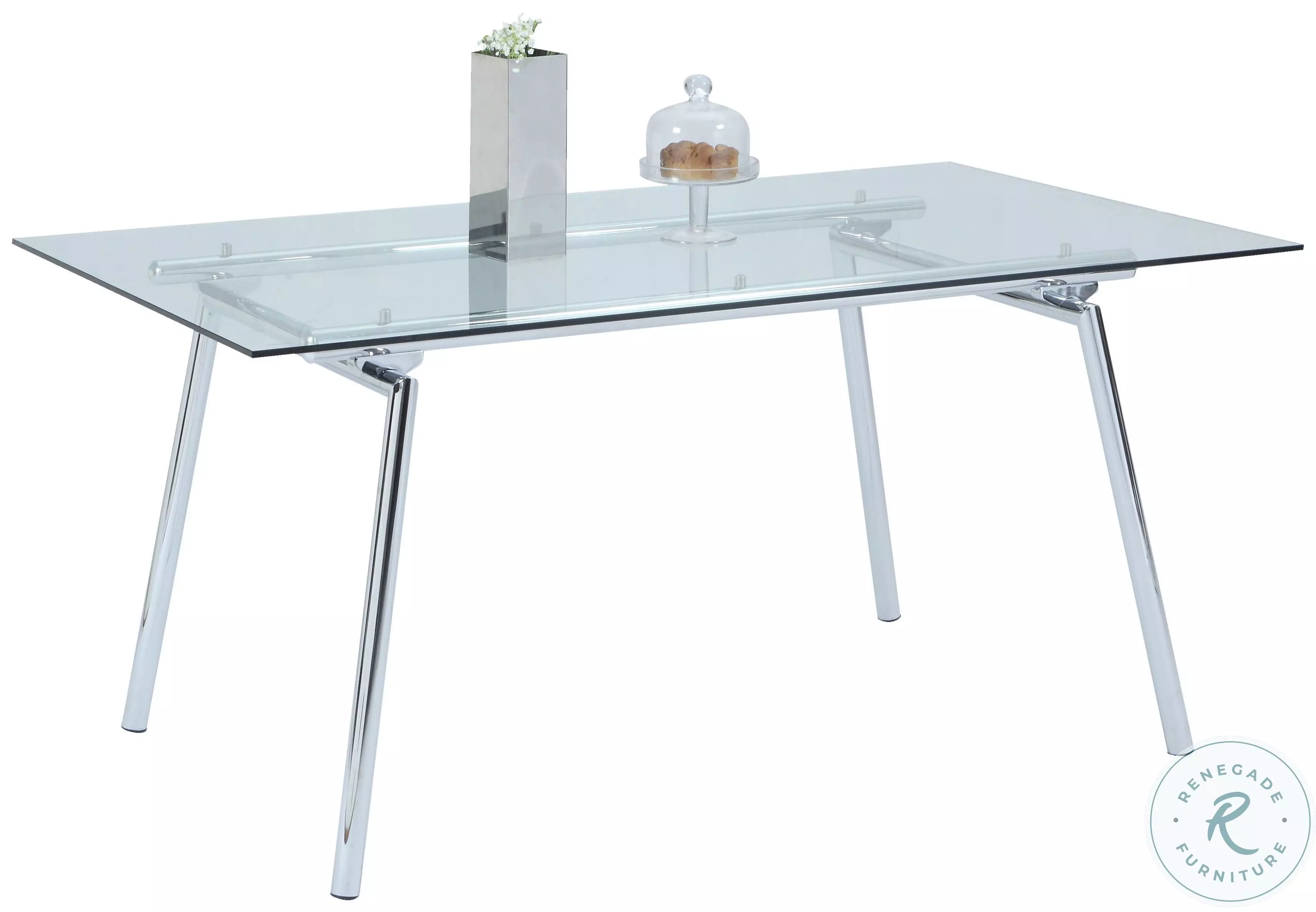 Colleen Clear Glass And Chrome Dining Table From Chintaly Imports ...