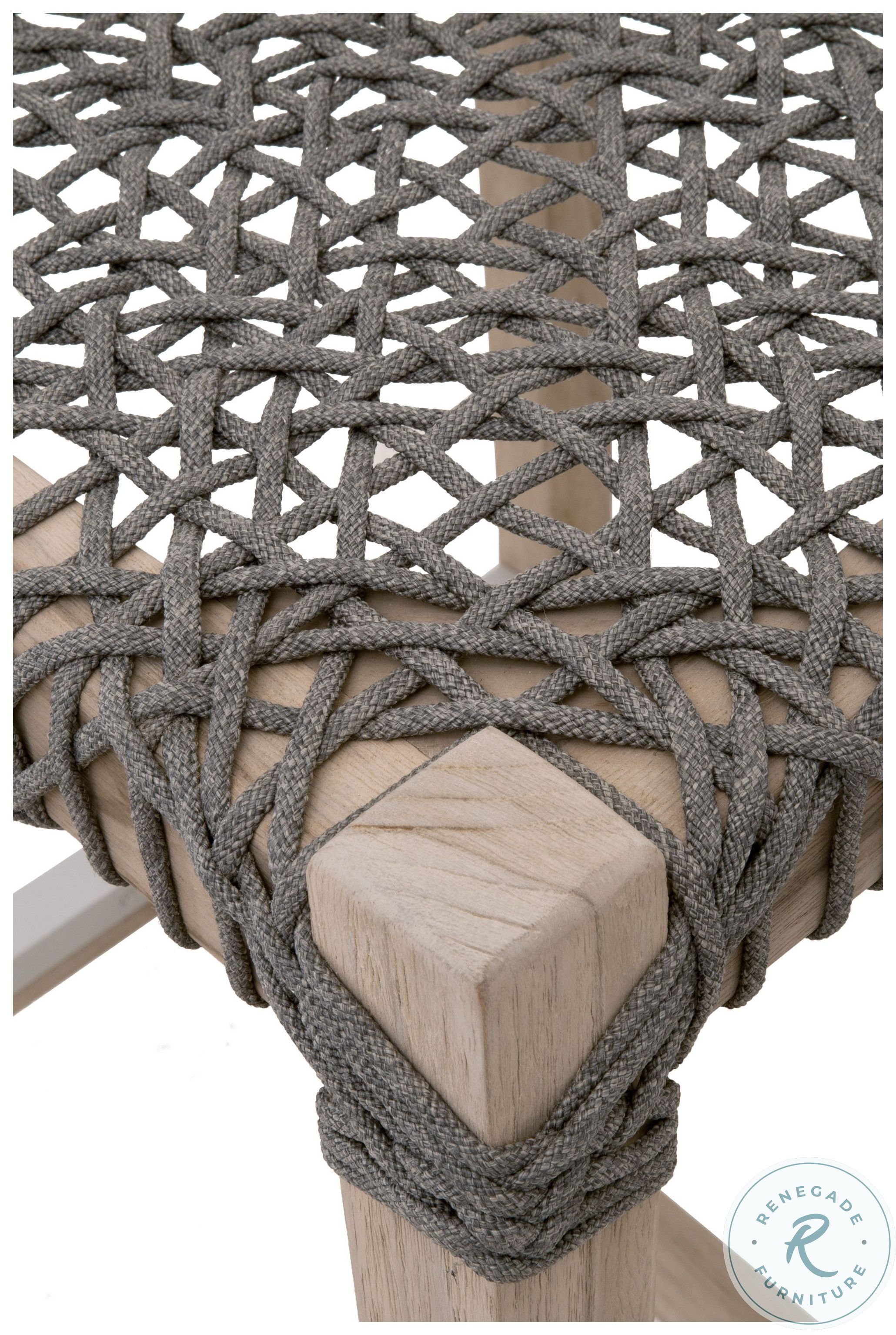 Costa Dove Flat Rope And Gray Teak Outdoor Backless Counter Height ...