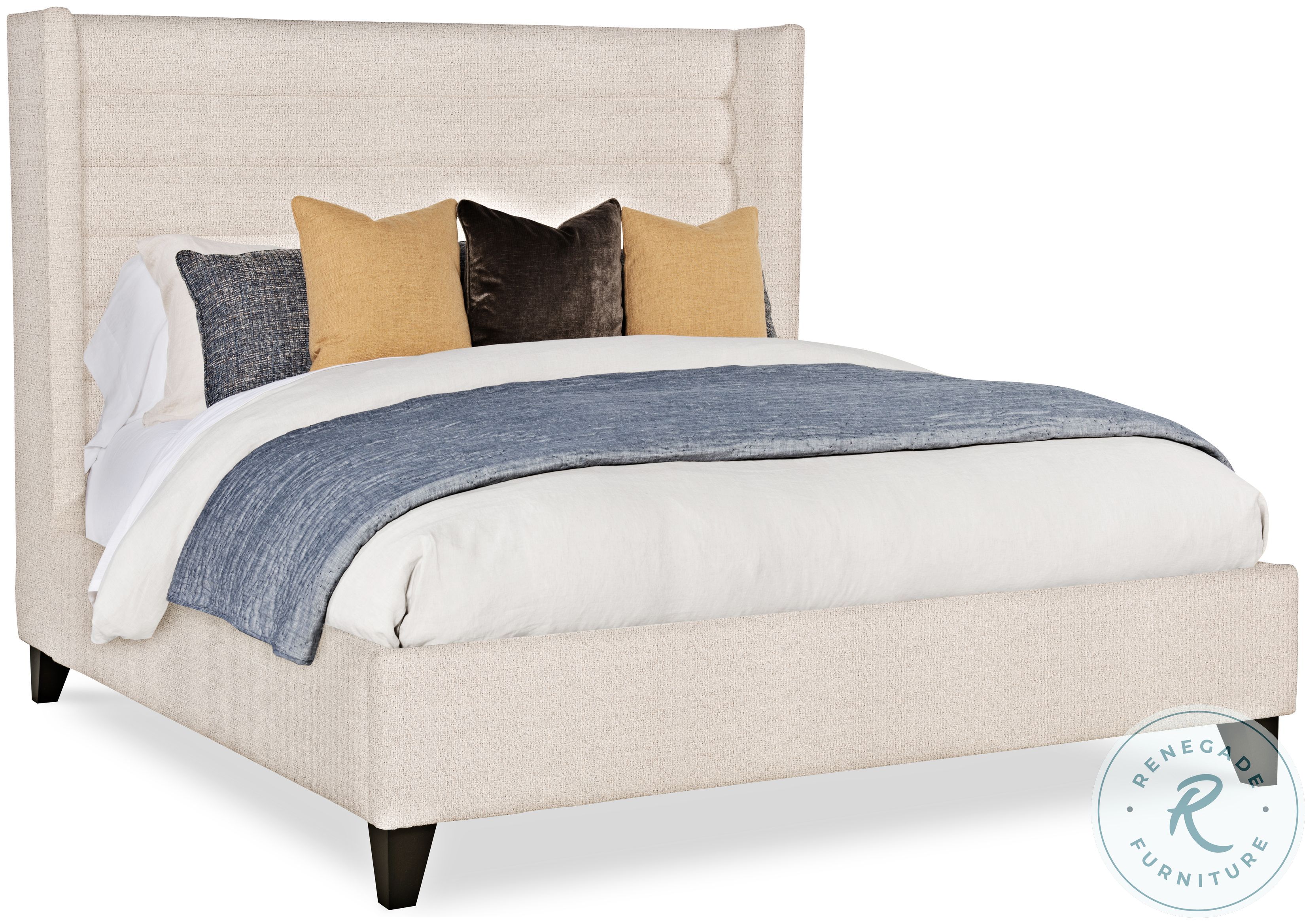 Details Case Off White Upholstered King Wing Platform Bed From Century ...