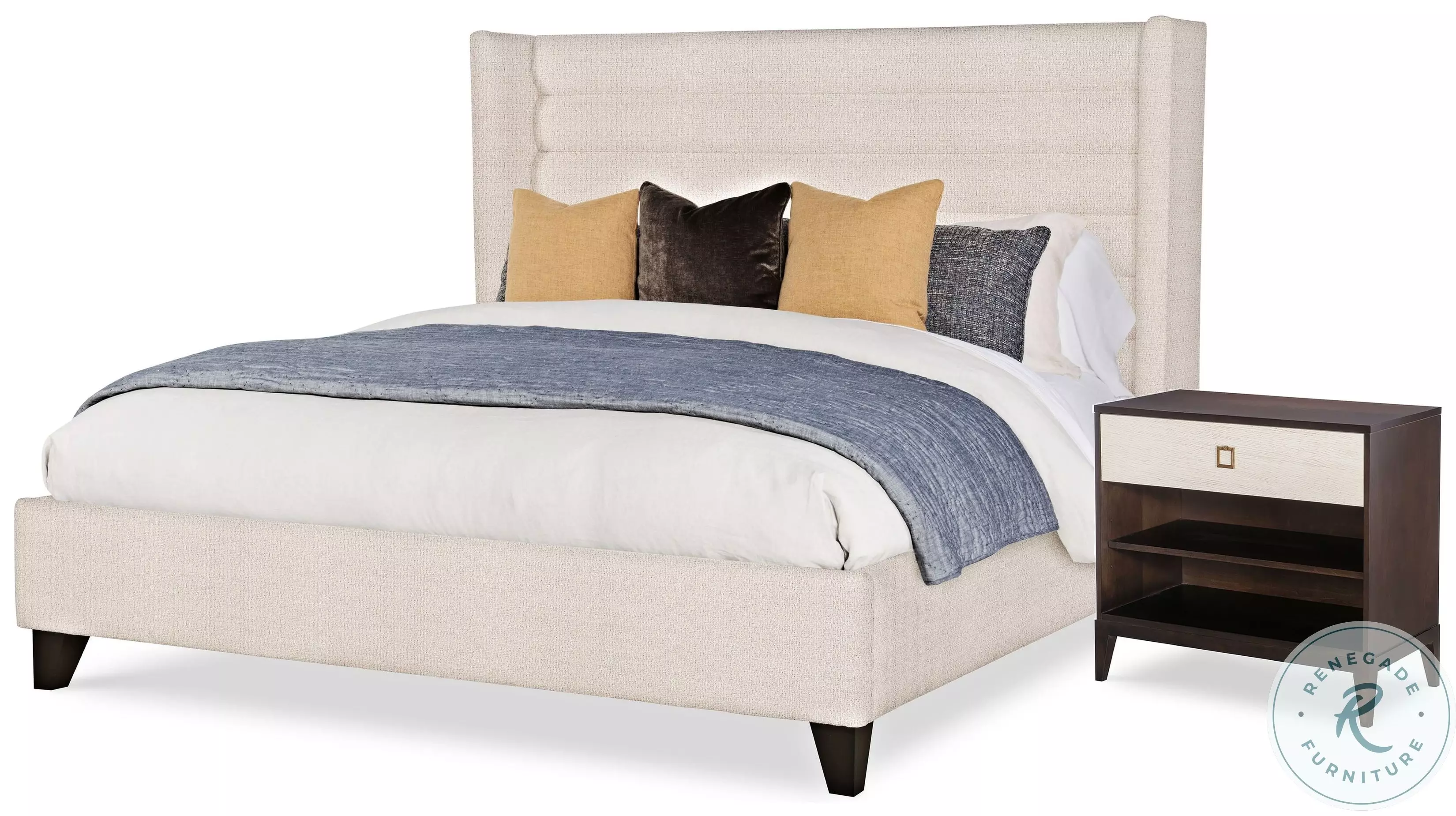 Details Case Off White Upholstered Wing Platform Bedroom Set from ...