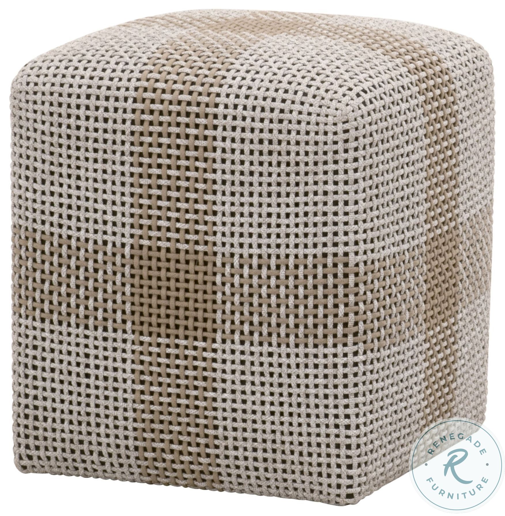 Cross White Flat Rope And Taupe Stripe Accent Cube From Essentials for ...