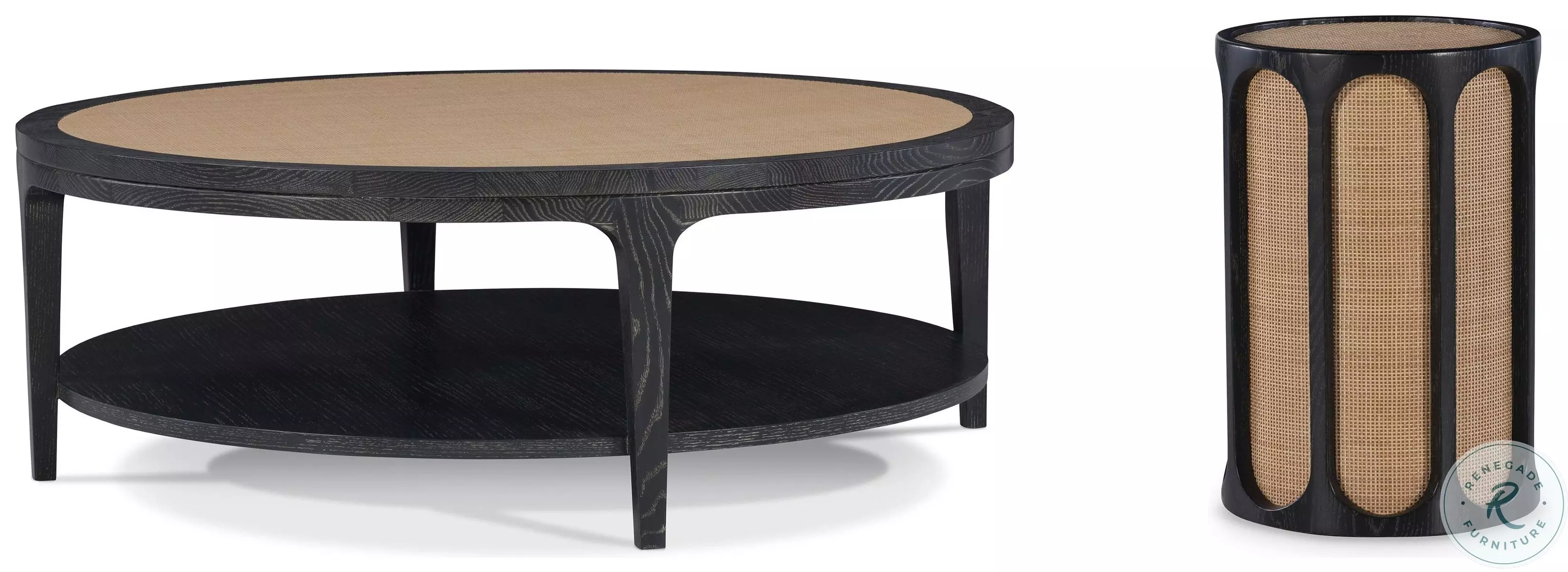 Rohan Black And Natural Cane Occasional Table Set from Century ...