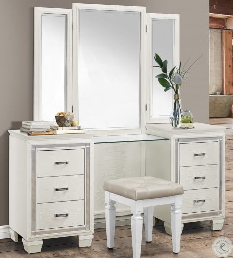 Allura White Vanity with Mirror from Homelegance | Coleman Furniture